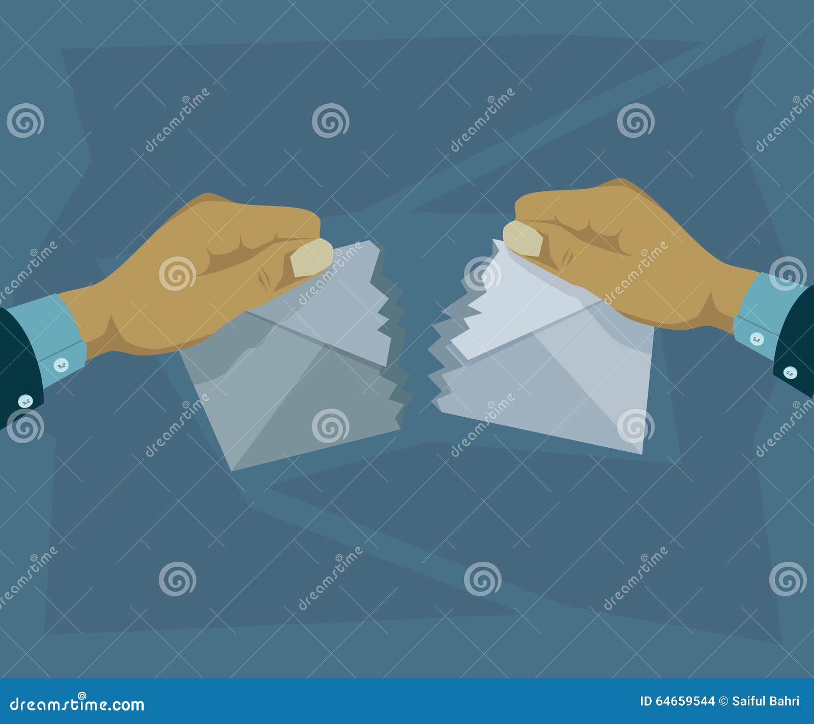 Ripping a blank envelope stock vector. Illustration of empty - 64659544
