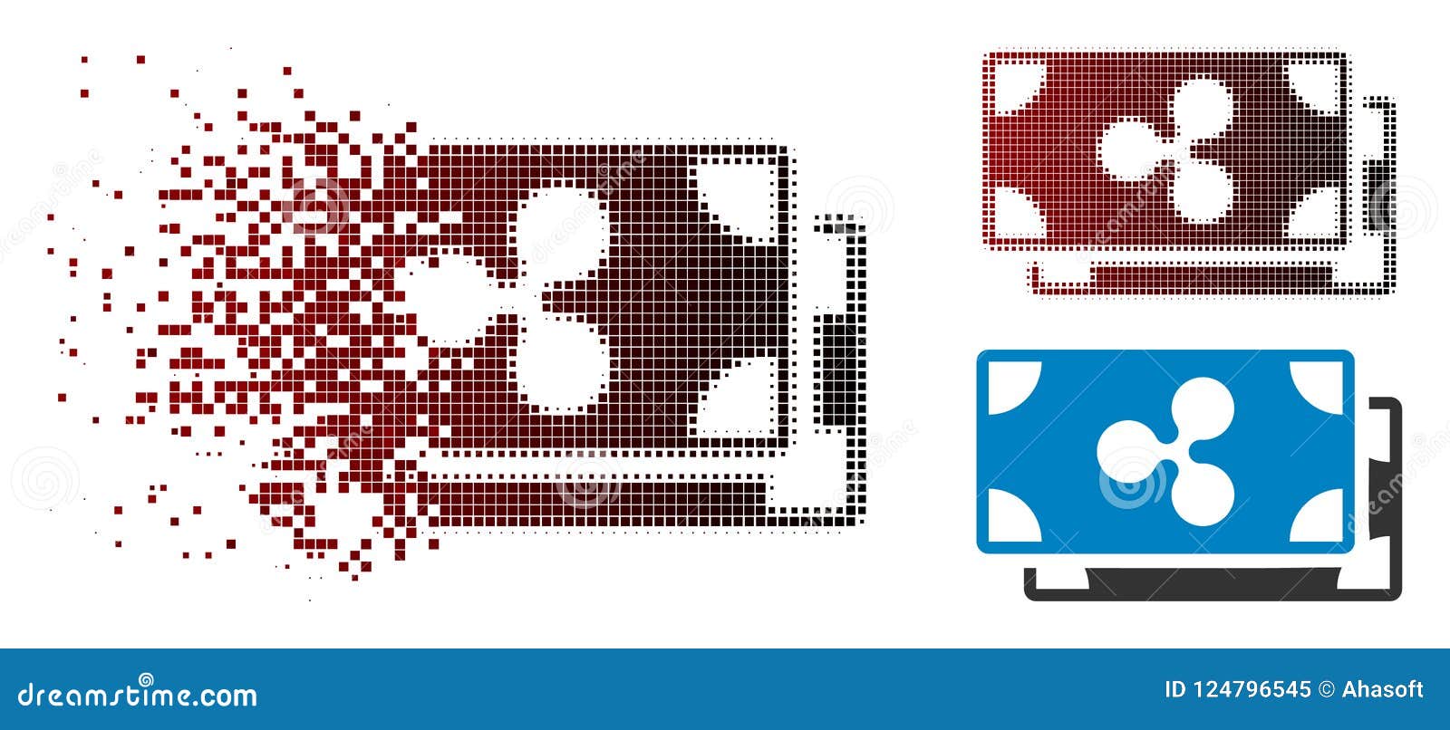 Dissolving Dotted Halftone Ripple Banknotes Icon Stock Vector ...