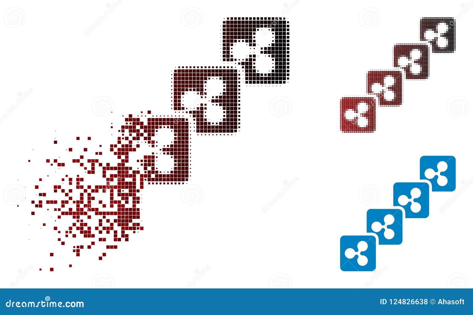 Moving Dot Halftone Ripple Block Chain Icon Stock Vector - Illustration ...