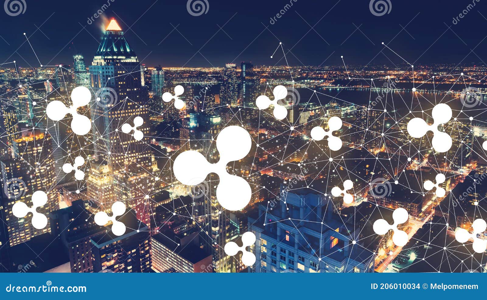Ripple with the New York City Skyline Stock Photo - Image of ...