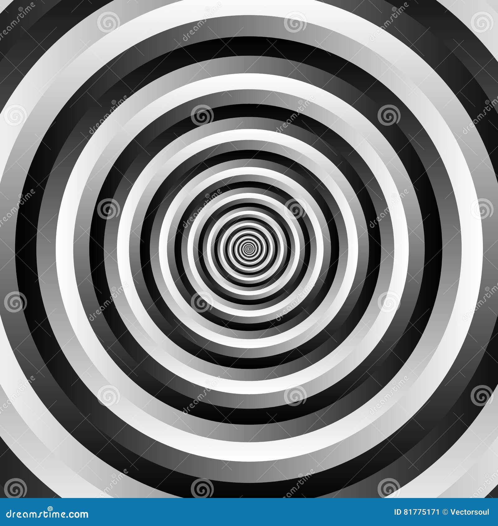 Ripple Pattern with Concentric Circles. Grayscale Circular Geome Stock ...