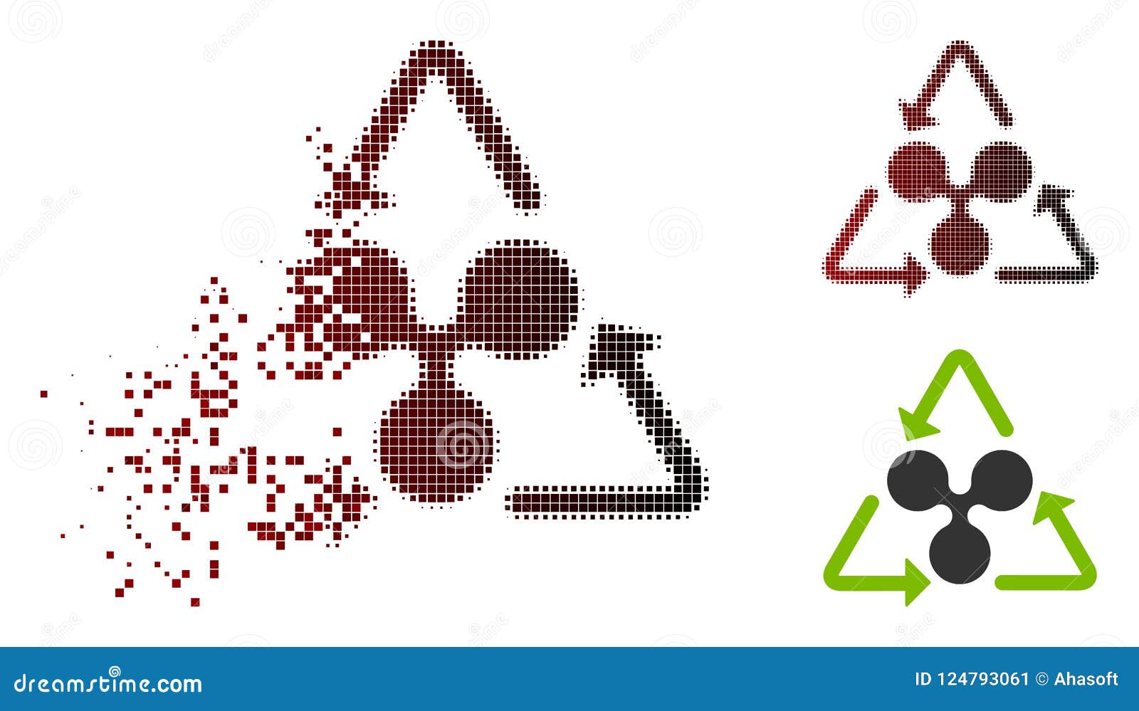 Dust Pixelated Halftone Ripple Recycling Icon Stock Vector ...