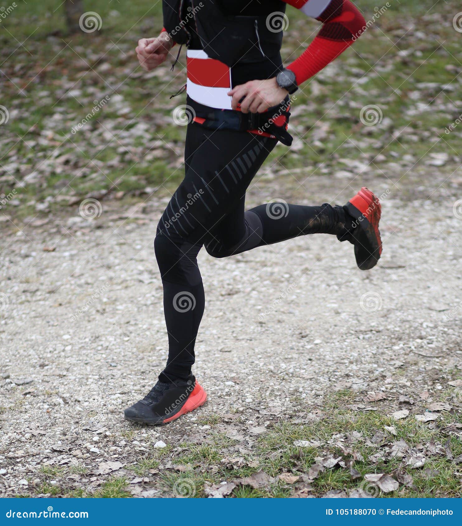 Ripple of the Single Runner during the Country Race Stock Photo - Image ...