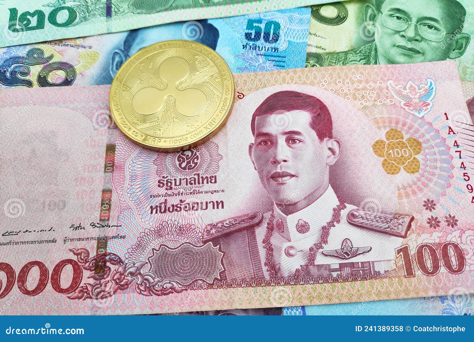 Ripple on Top of a Stack of Thai Baht Stock Photo - Image of binary ...