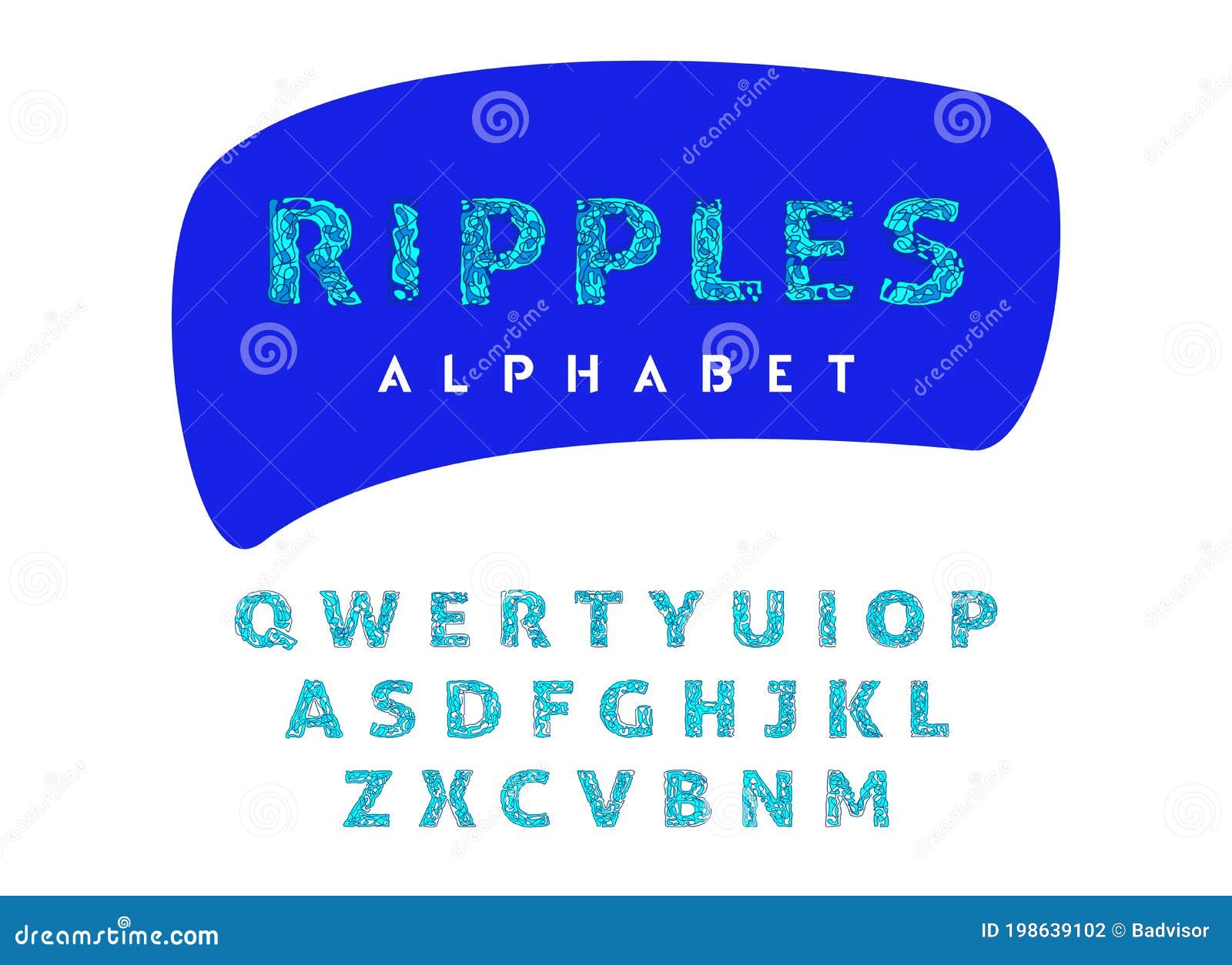 Ripple Water Effect Alphabet, Vector Decorative Typography Stock Vector ...