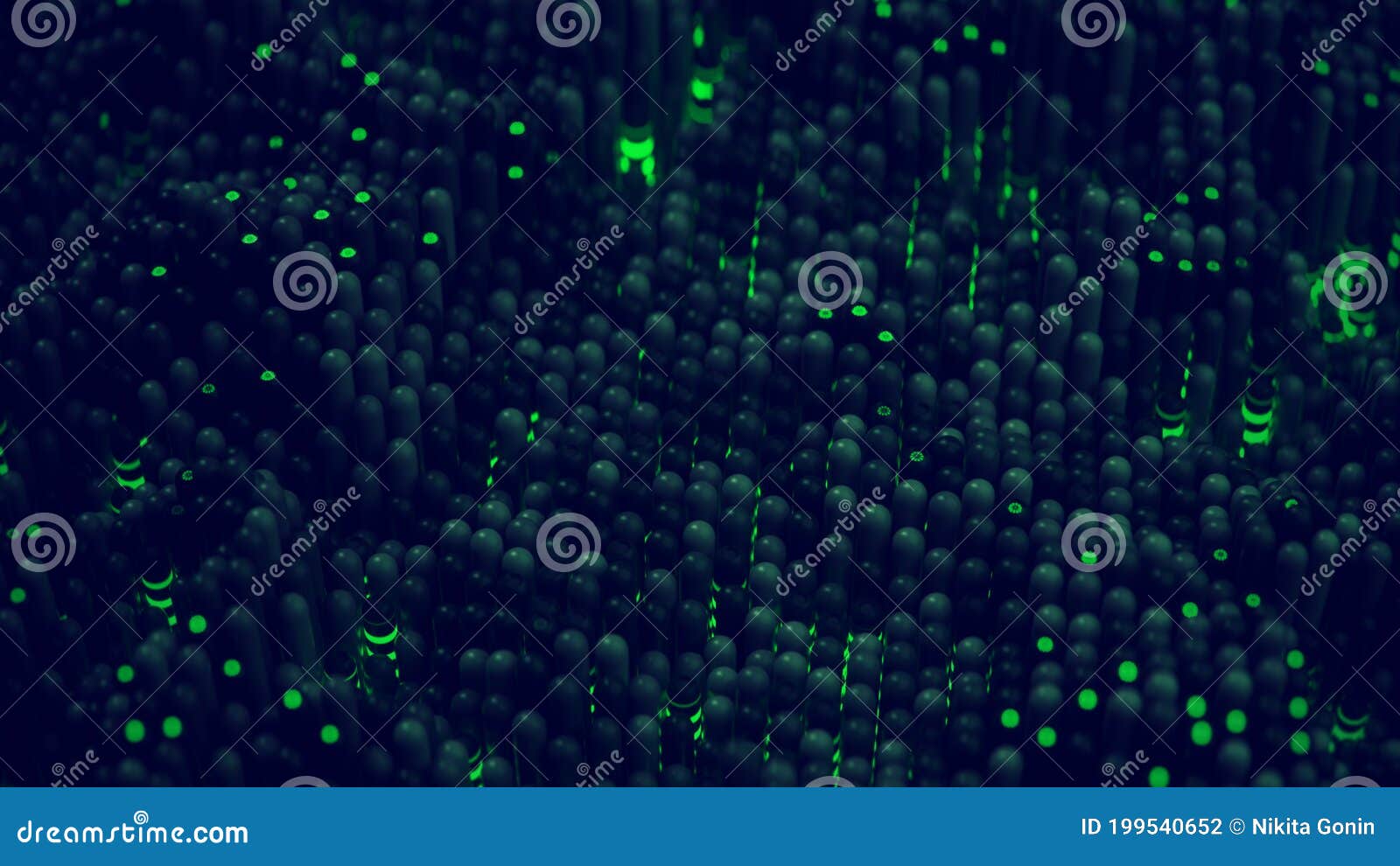 Ripple Waving Pattern of Glowing Elements 3D Render Illustration Stock ...