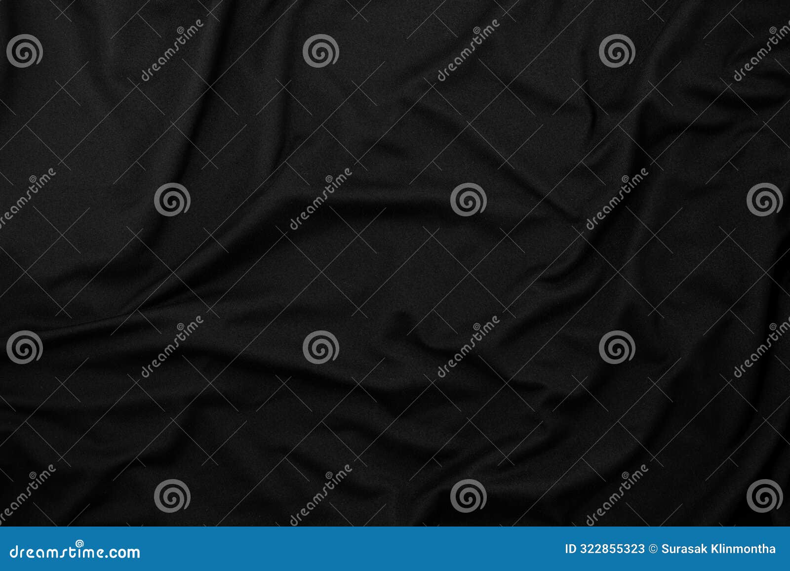 Rippled Black Fabric Texture Background. Cloth is Wrinkled Stock Image ...