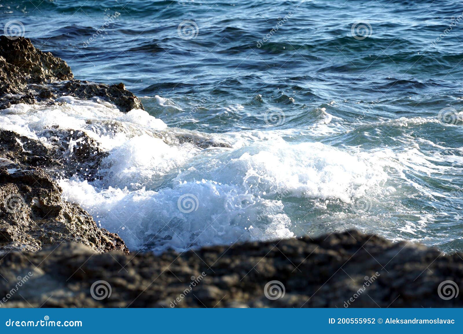 Rippled Sea Waves Hitting the Rocky Coast Stock Photo - Image of coast ...