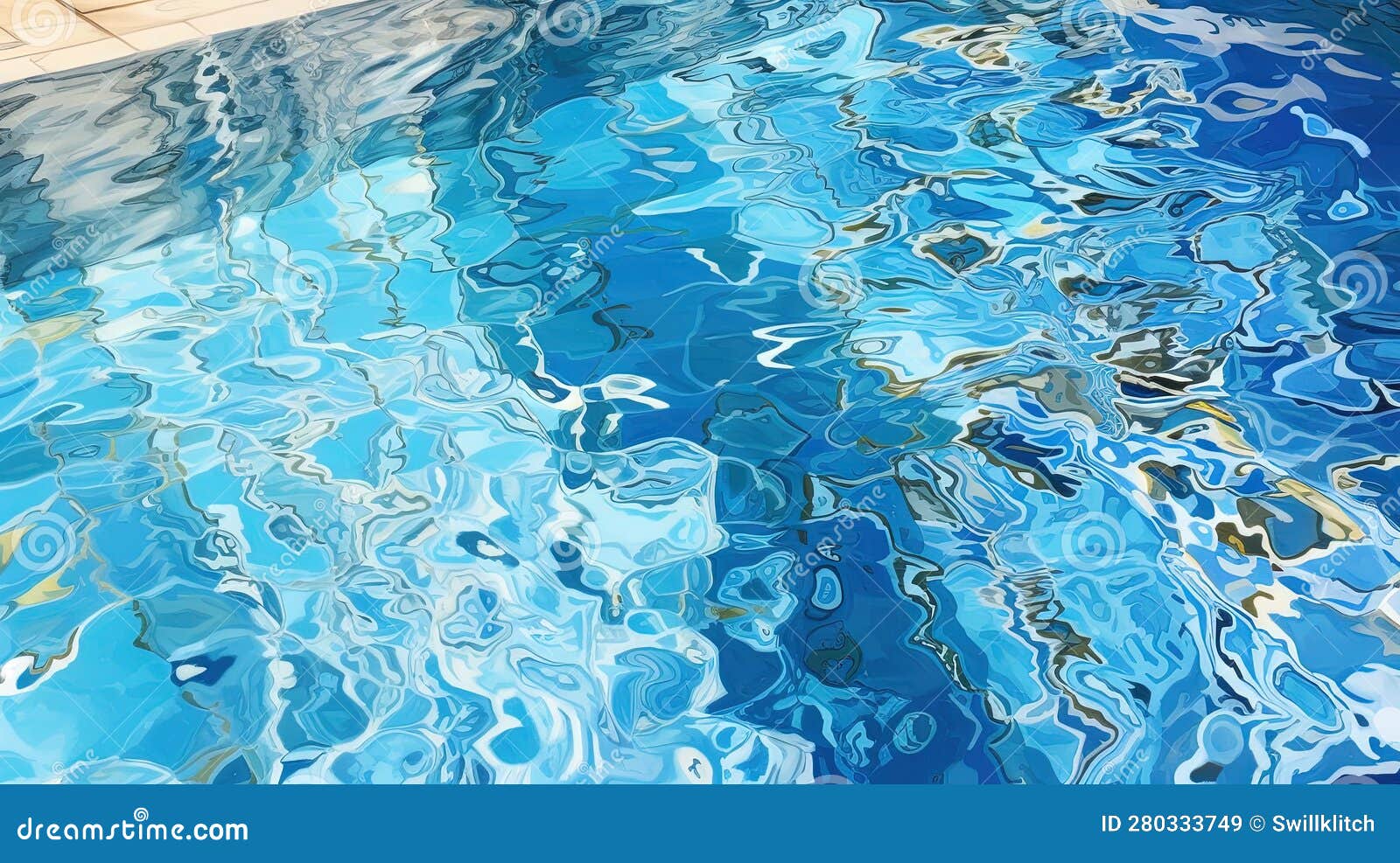 Ripples on the Blue Pool Water. Shiny Waves of Clean Pool Water ...