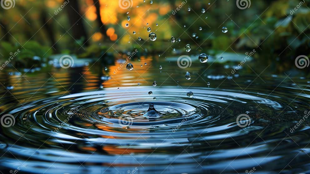 Ripples and Bubbles Forming Patterns on Water at Sunset in a Tranquil ...