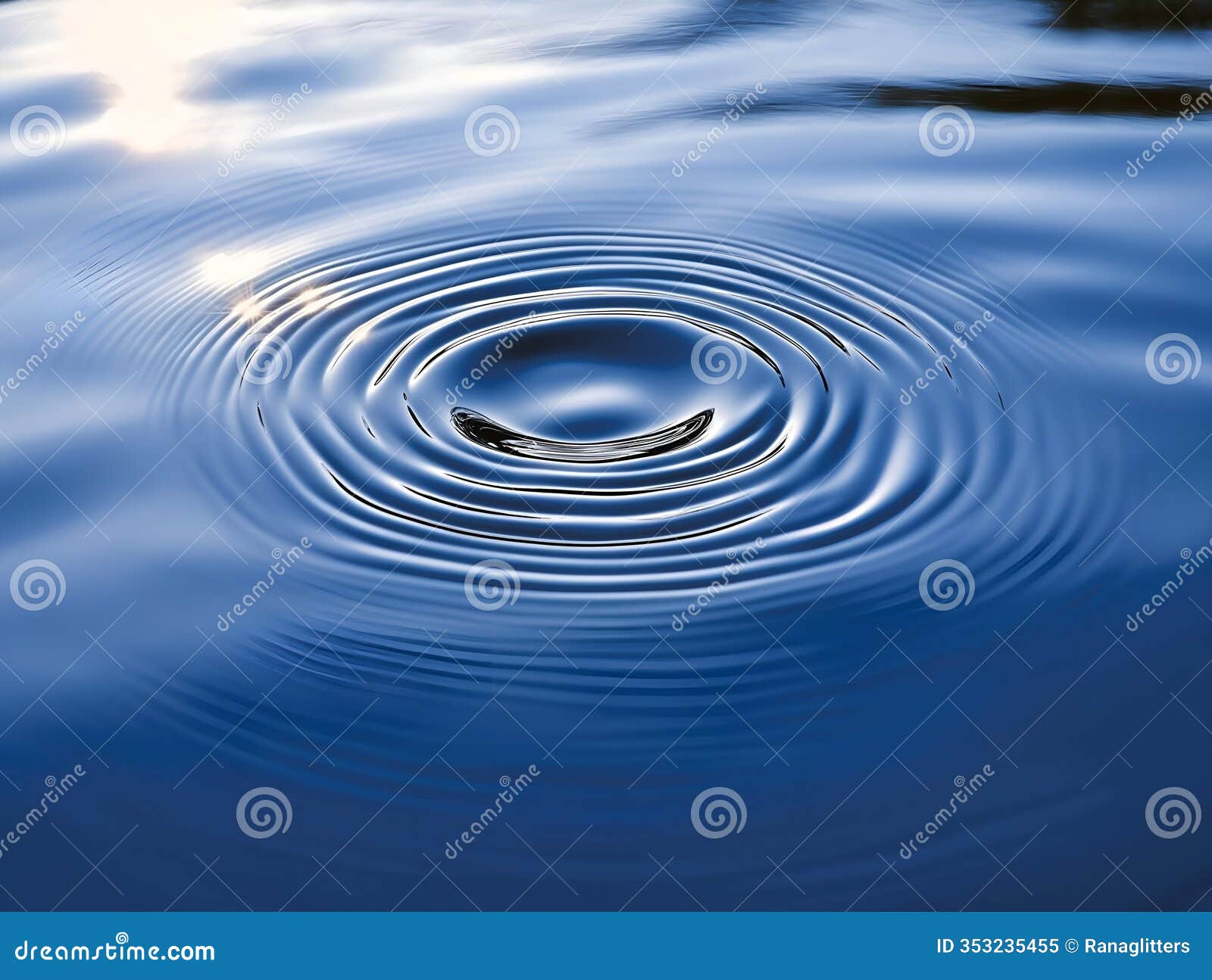 Ripples Expanding on a Deep Blue Water Surface Stock Illustration ...