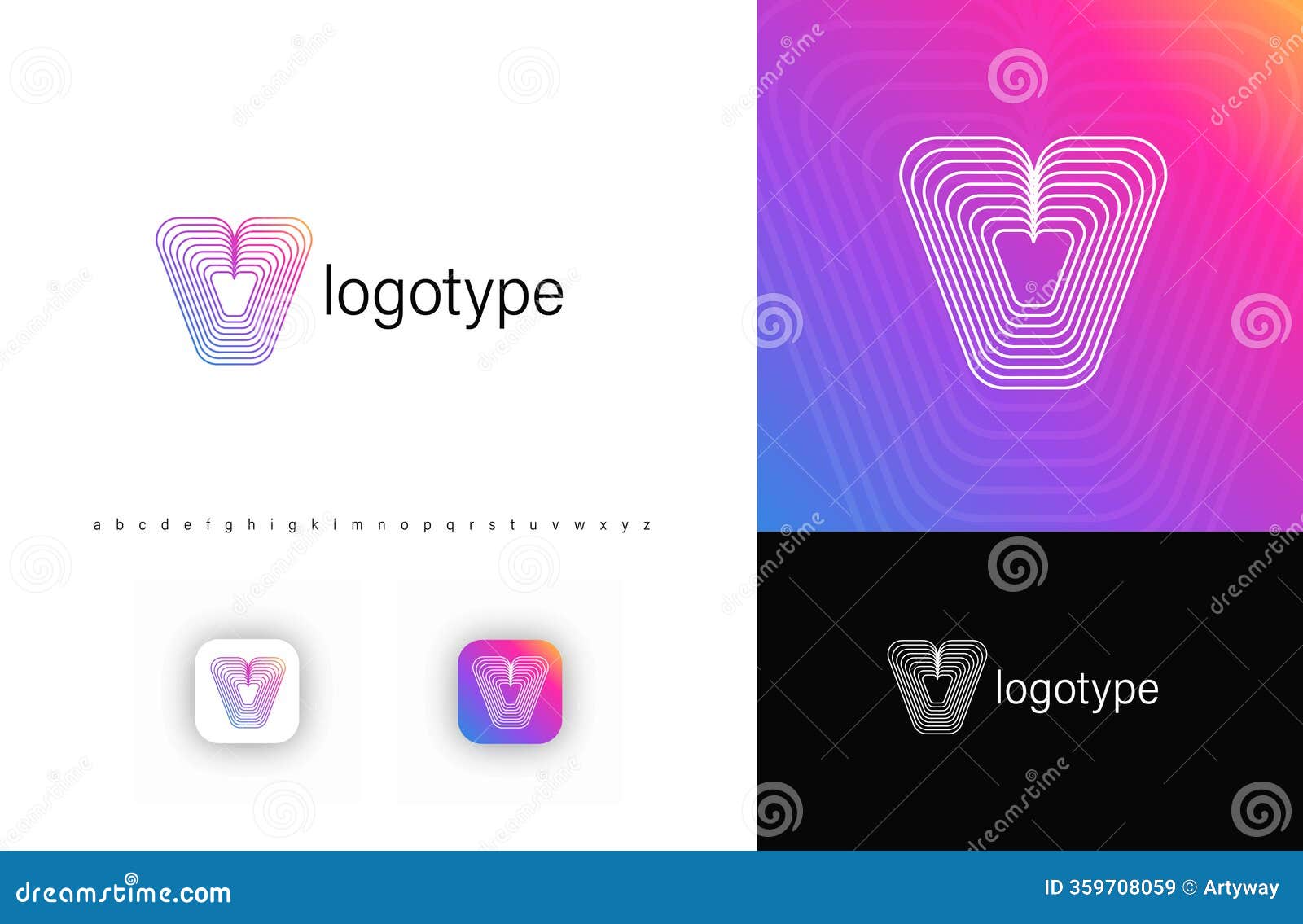 Ripples Logo Letter V, Geometric Rounded Lines Monogram for Tech ...