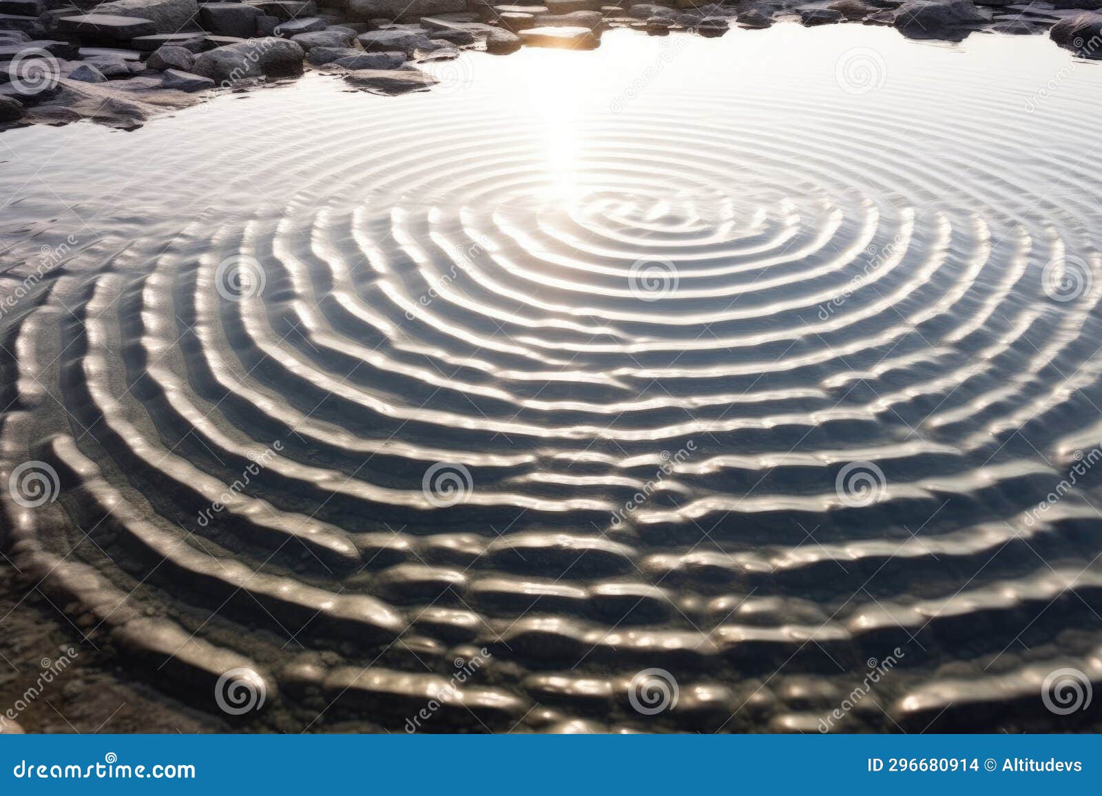 Ripples Radiate Across the Mirror-like Surface of a Hot Spring Stock ...