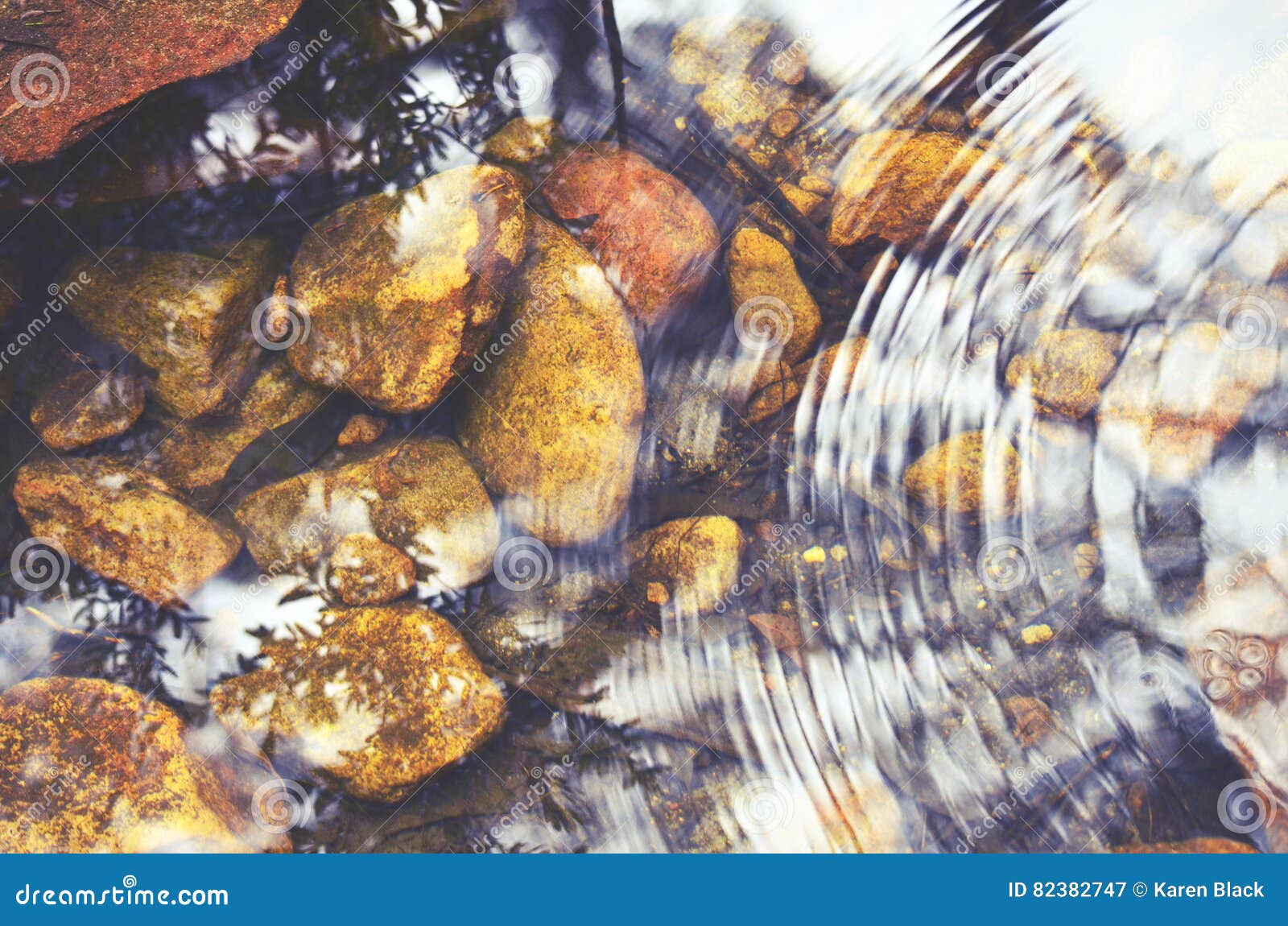 Ripples and Reflections in a Pebbled Stream Stock Image - Image of ...
