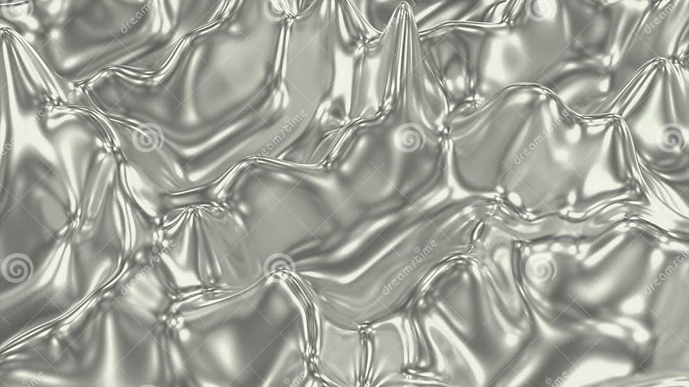 Ripples on Surface of Metallic Liquid. Design. Bubbling 3D Liquid with ...