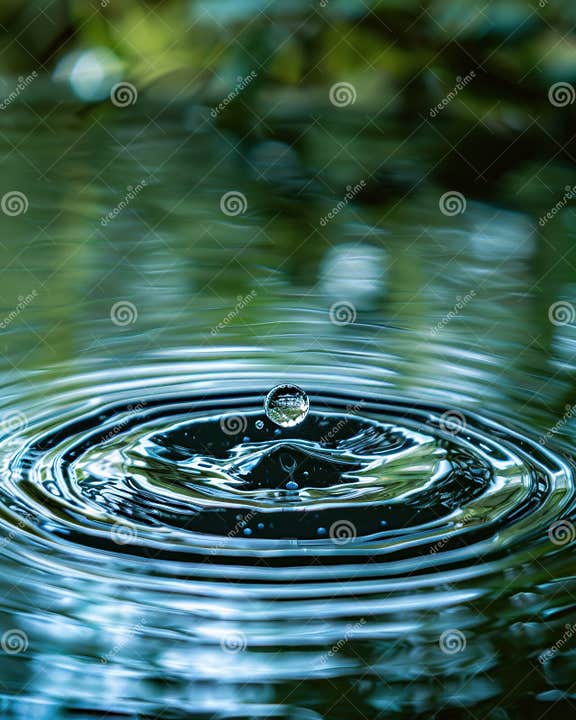 Rippling Water Droplet with Nature Backdrop Stock Illustration ...