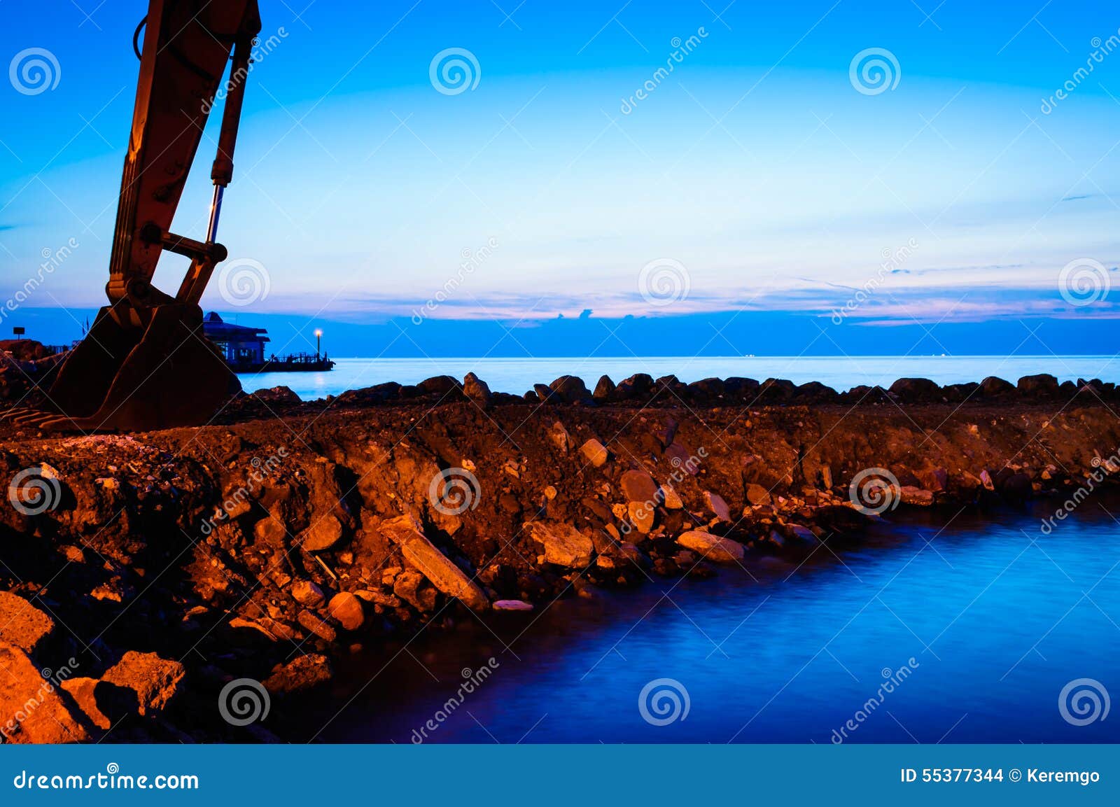 Riprap Works Construction Site In Sunset Stock Photography ...