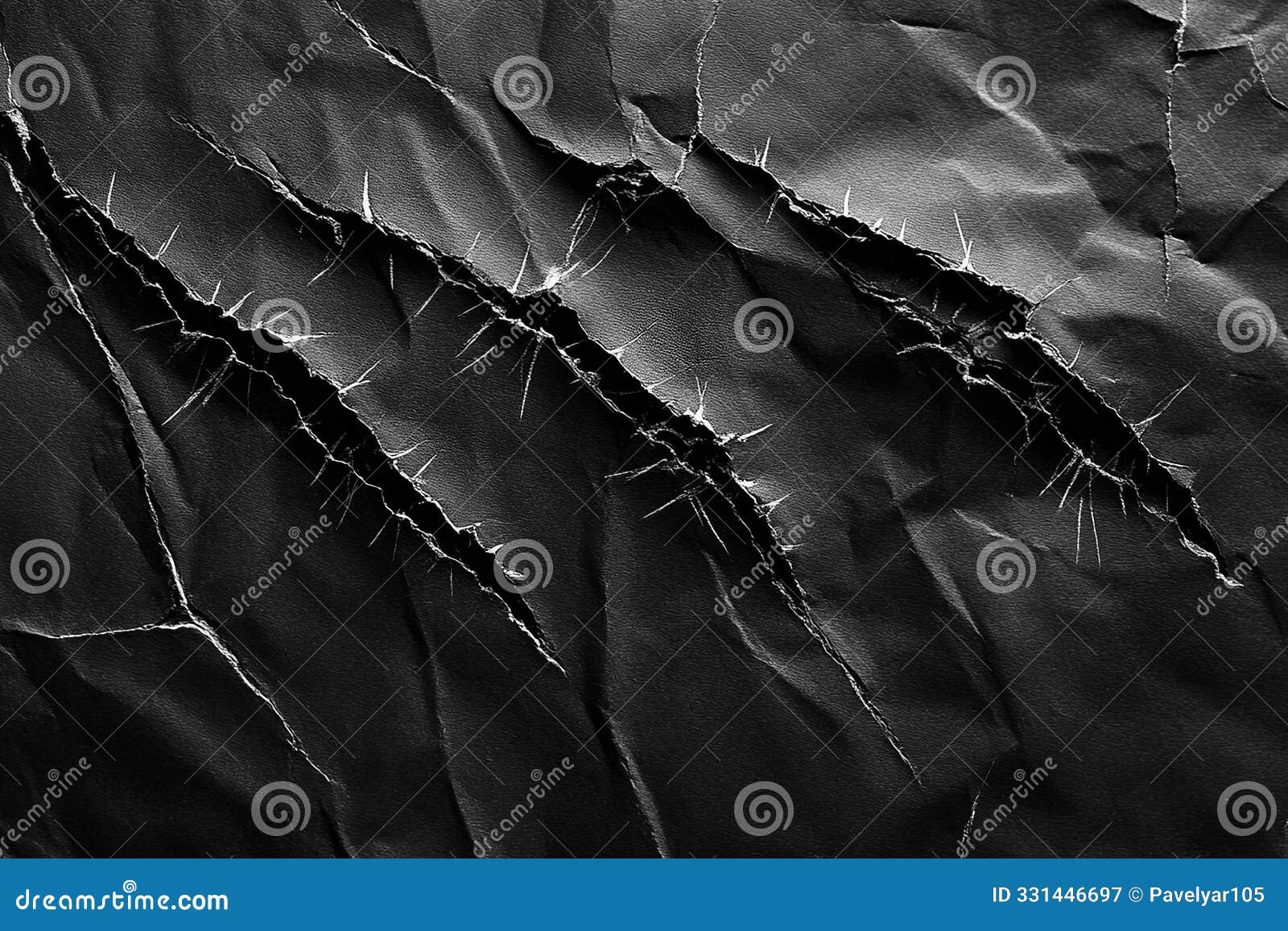 Rips and Cracks in Black Paper with Rough Abstract Pattern. Grunge Dark ...