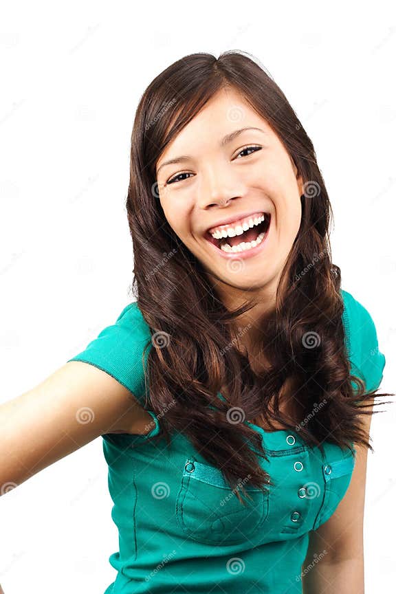 Risa de la mujer foto de archivo. Imagen de morena, mueca - 9771604