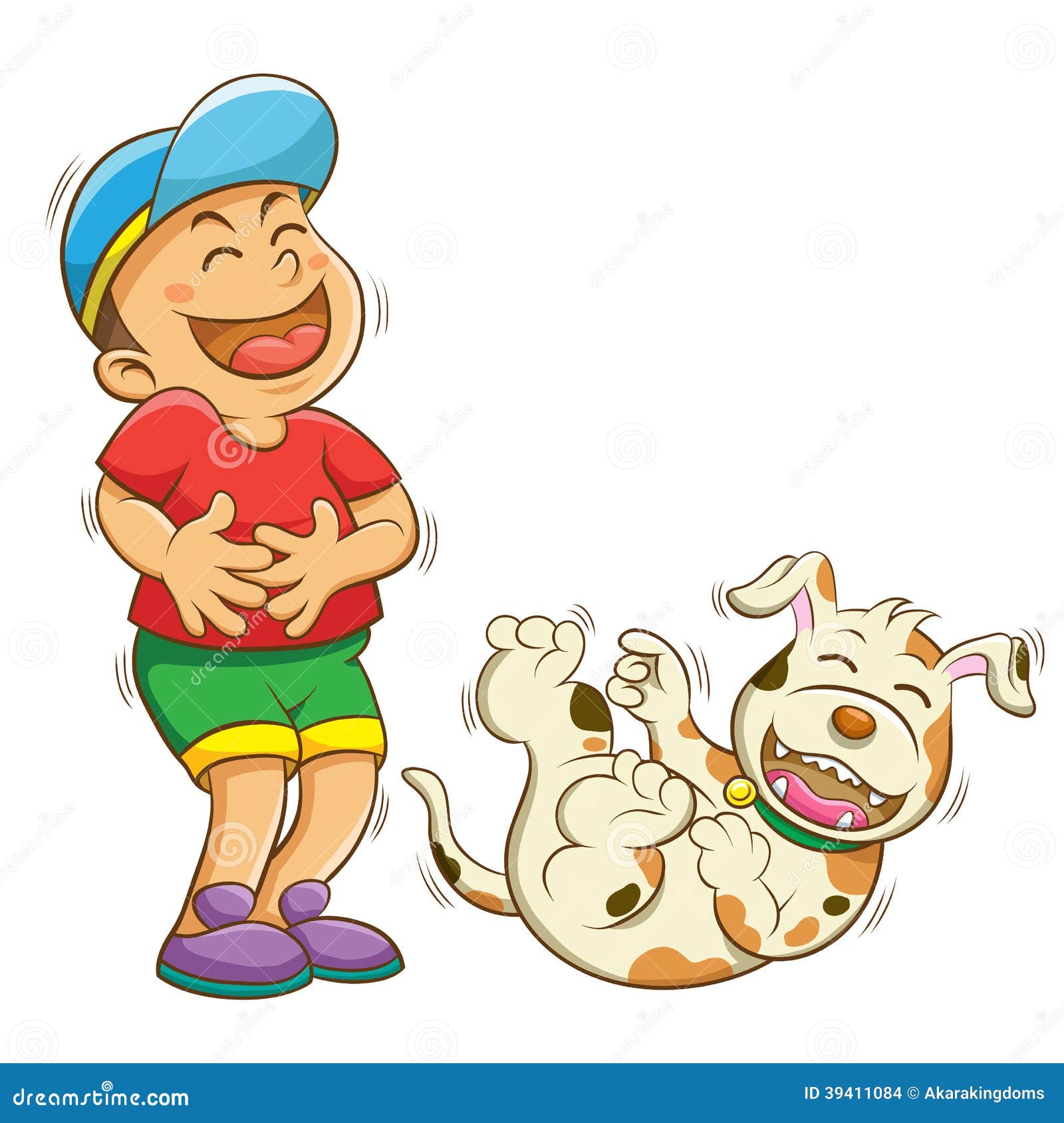 Risata Del Cane E Del Ragazzo Illustrazione Vettoriale - Illustrazione ...