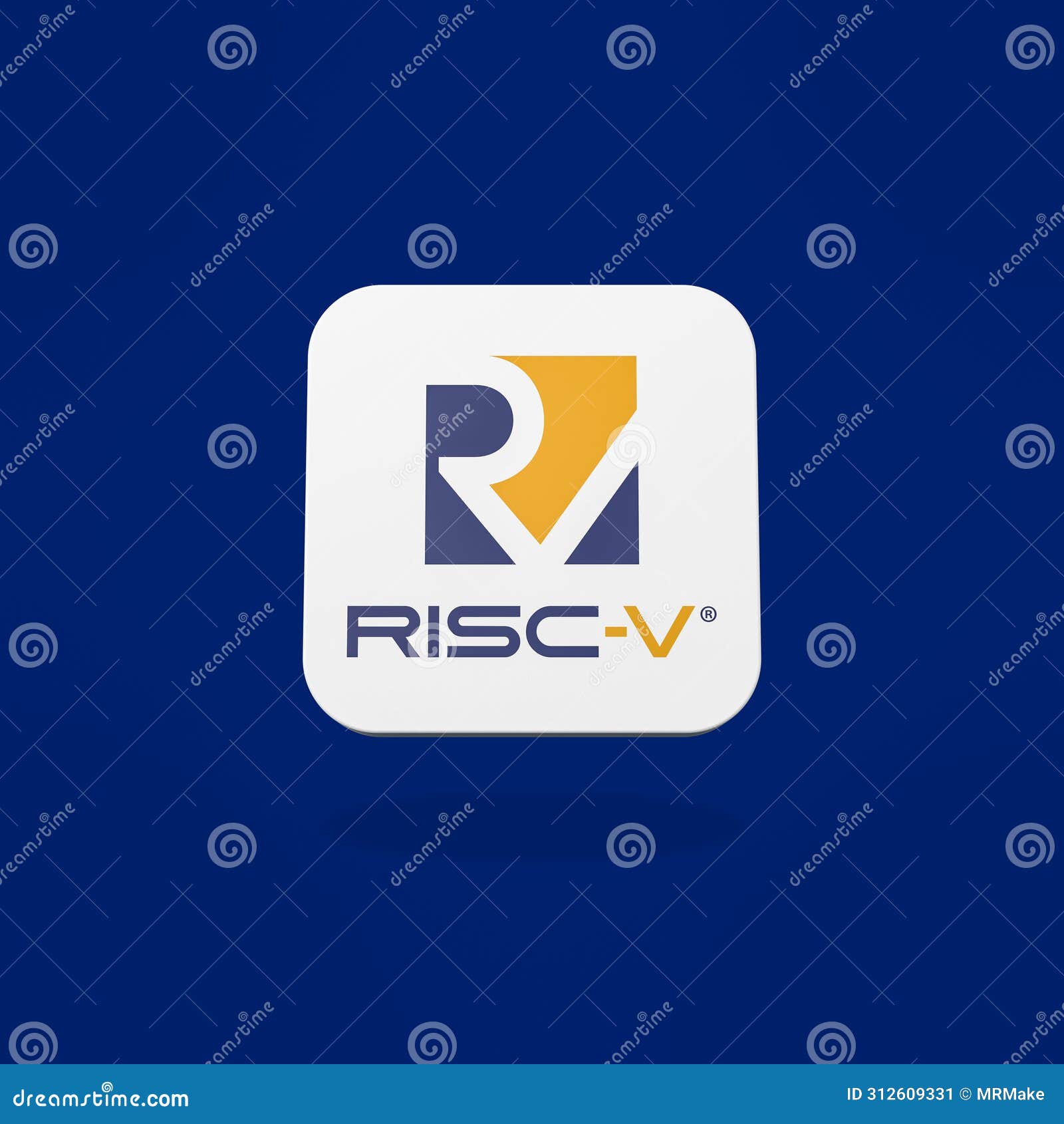 RISC-V, or Risc 5, App Icon on Flat Blue Background Editorial Photo ...