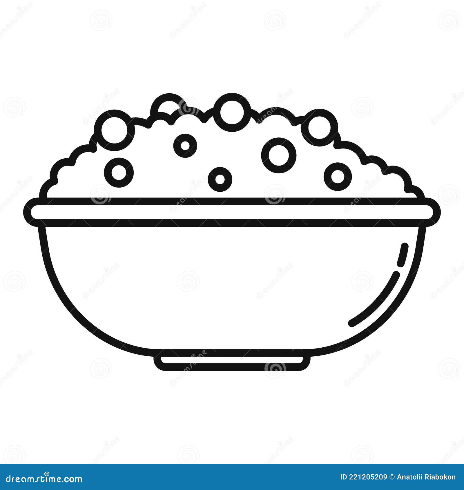 Rise Bowl Icon, Outline Style Stock Vector - Illustration of lunch ...