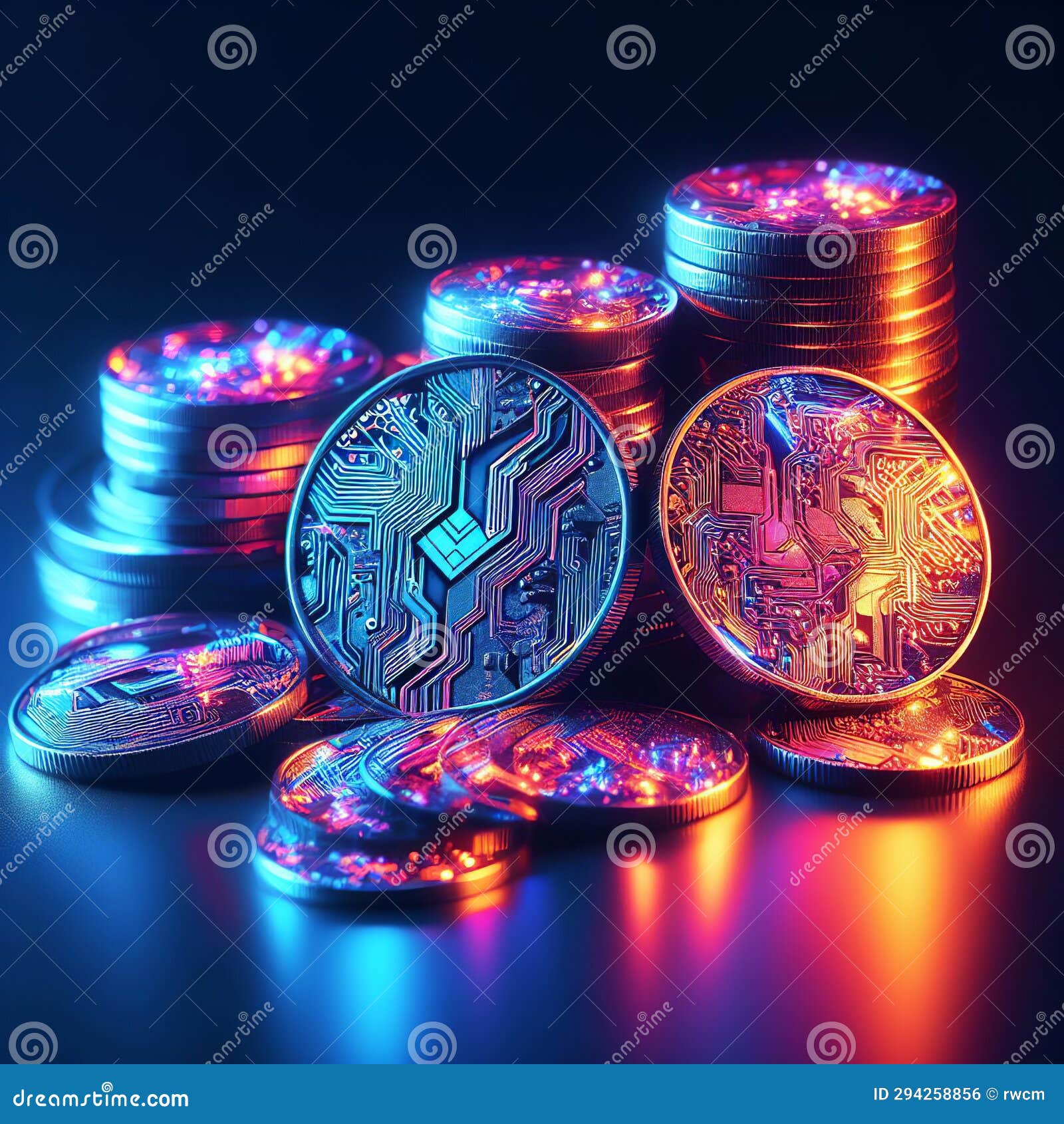 The Rise of Chip-Backed Digital Coins Stock Illustration - Illustration ...