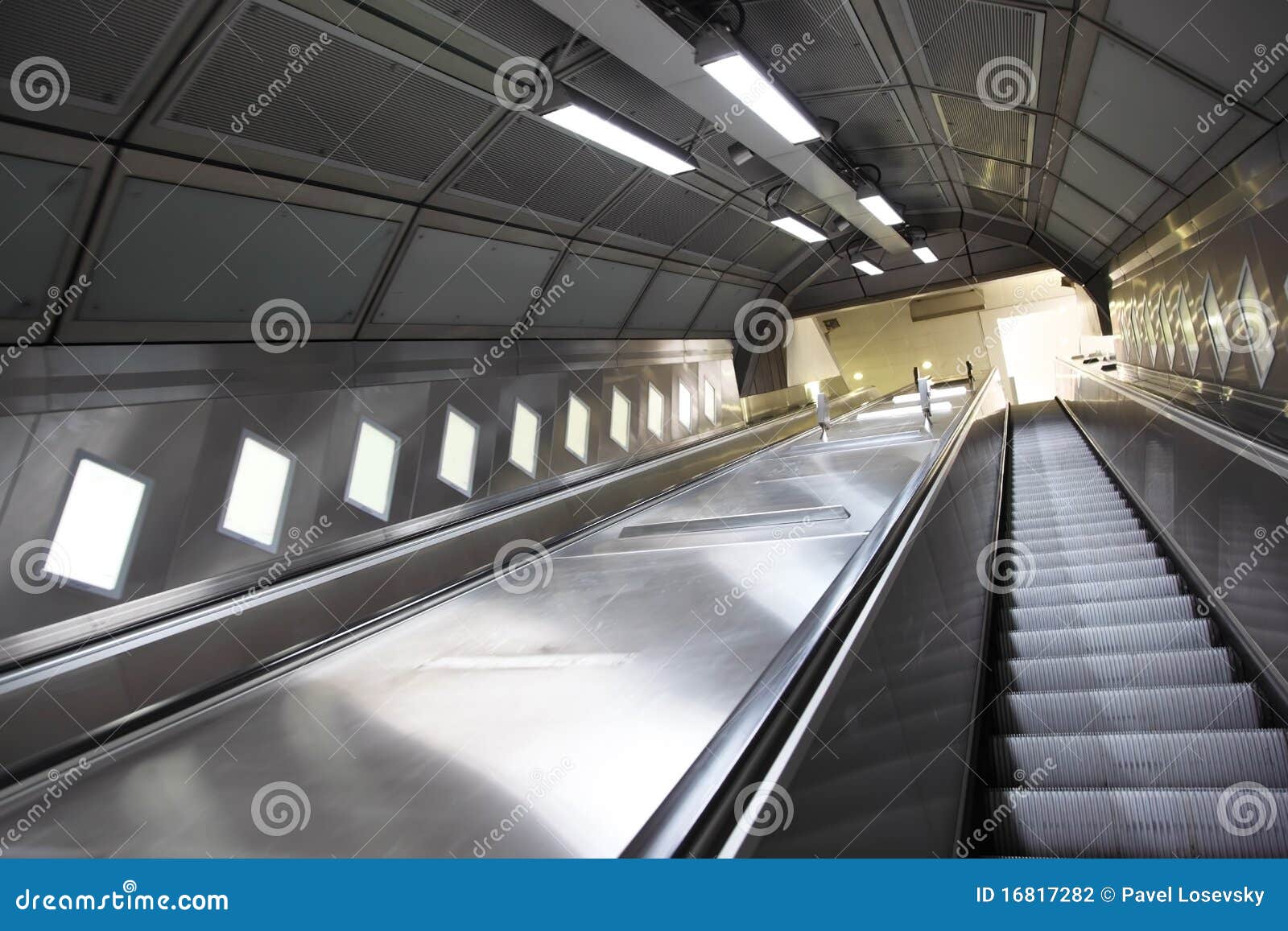 Rise on an Escalator in the Underground Stock Photo - Image of passage ...