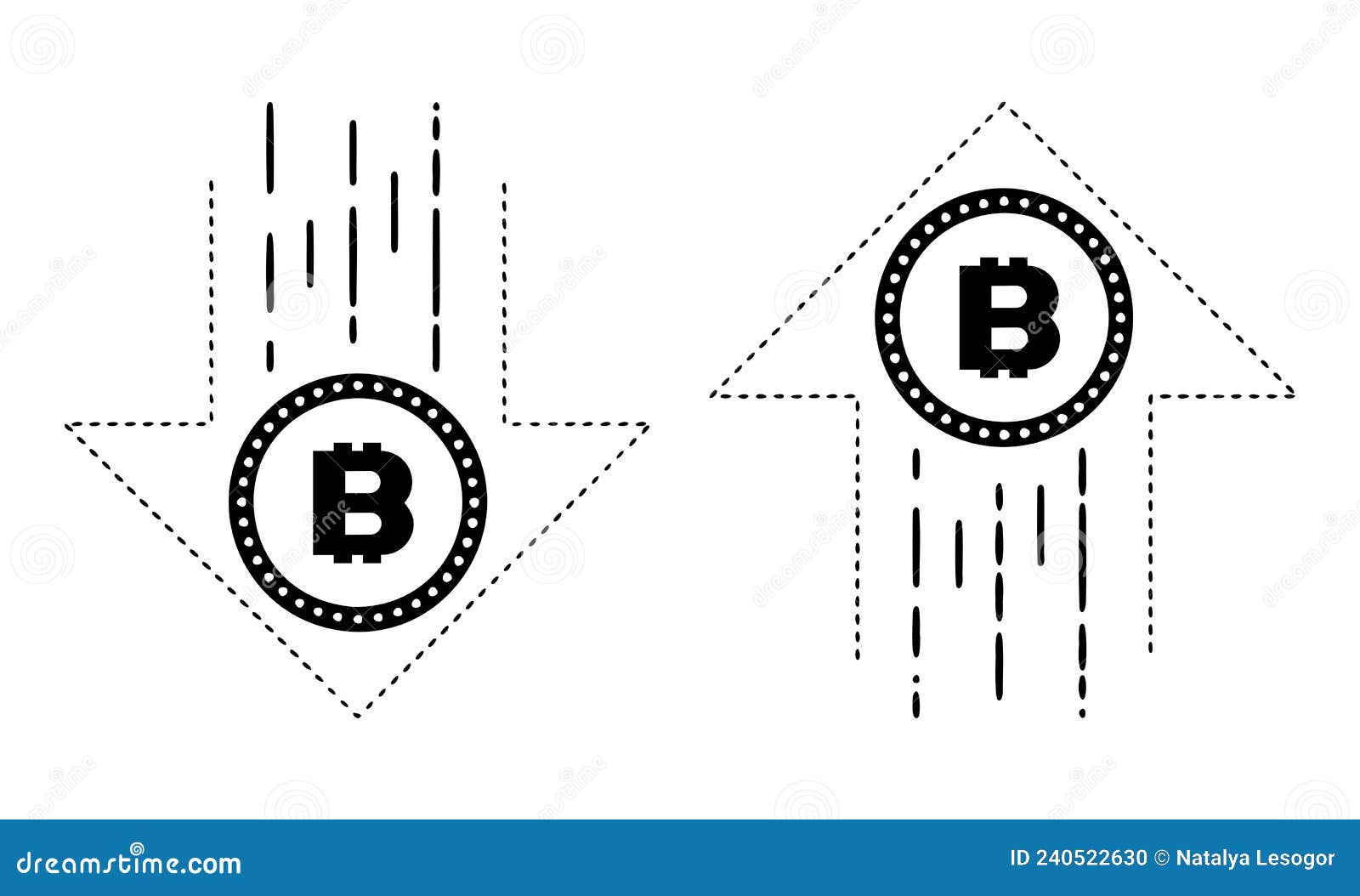 The Fall Of Bitcoin Showing In Colourful Graph With Icon. Royalty-Free ...