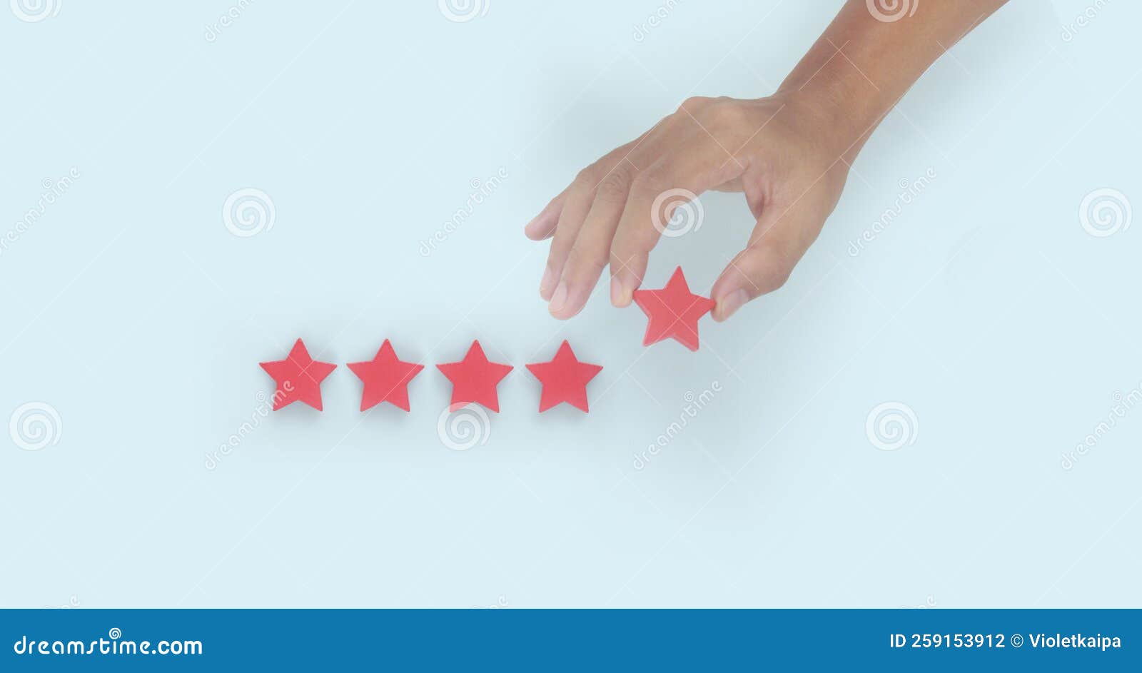 Rise on Increasing Five Stars in Human Hand Stock Photo - Image of hand ...