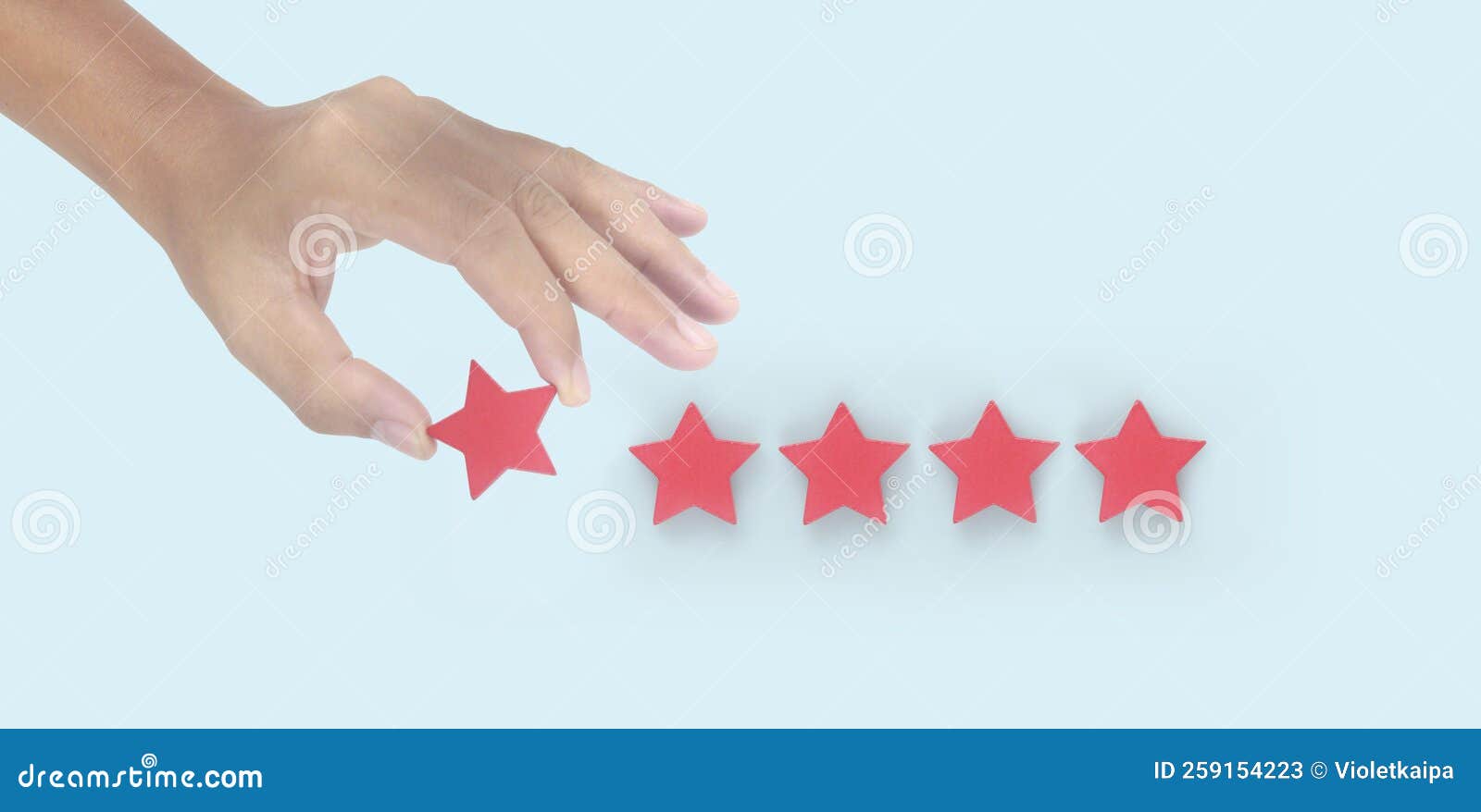 Rise on Increasing Five Stars in Human Hand Stock Image - Image of ...