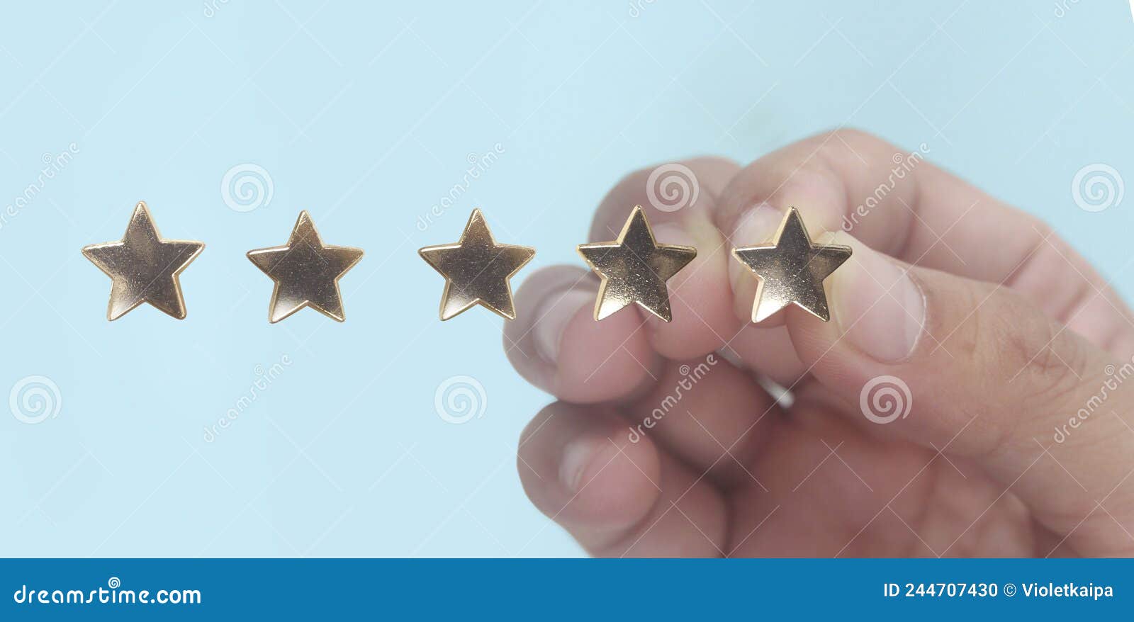Rise on Increasing Five Stars in Human Hand, Increase Rating Stock ...