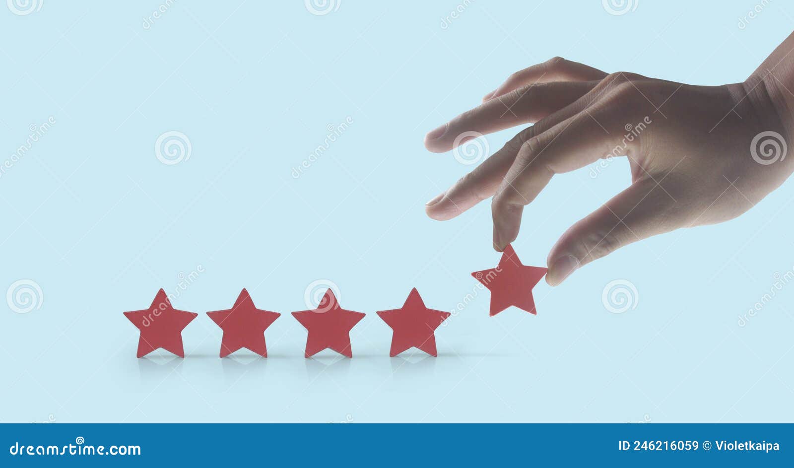 Rise on Increasing Five Stars in Human Hand Stock Image - Image of sign ...