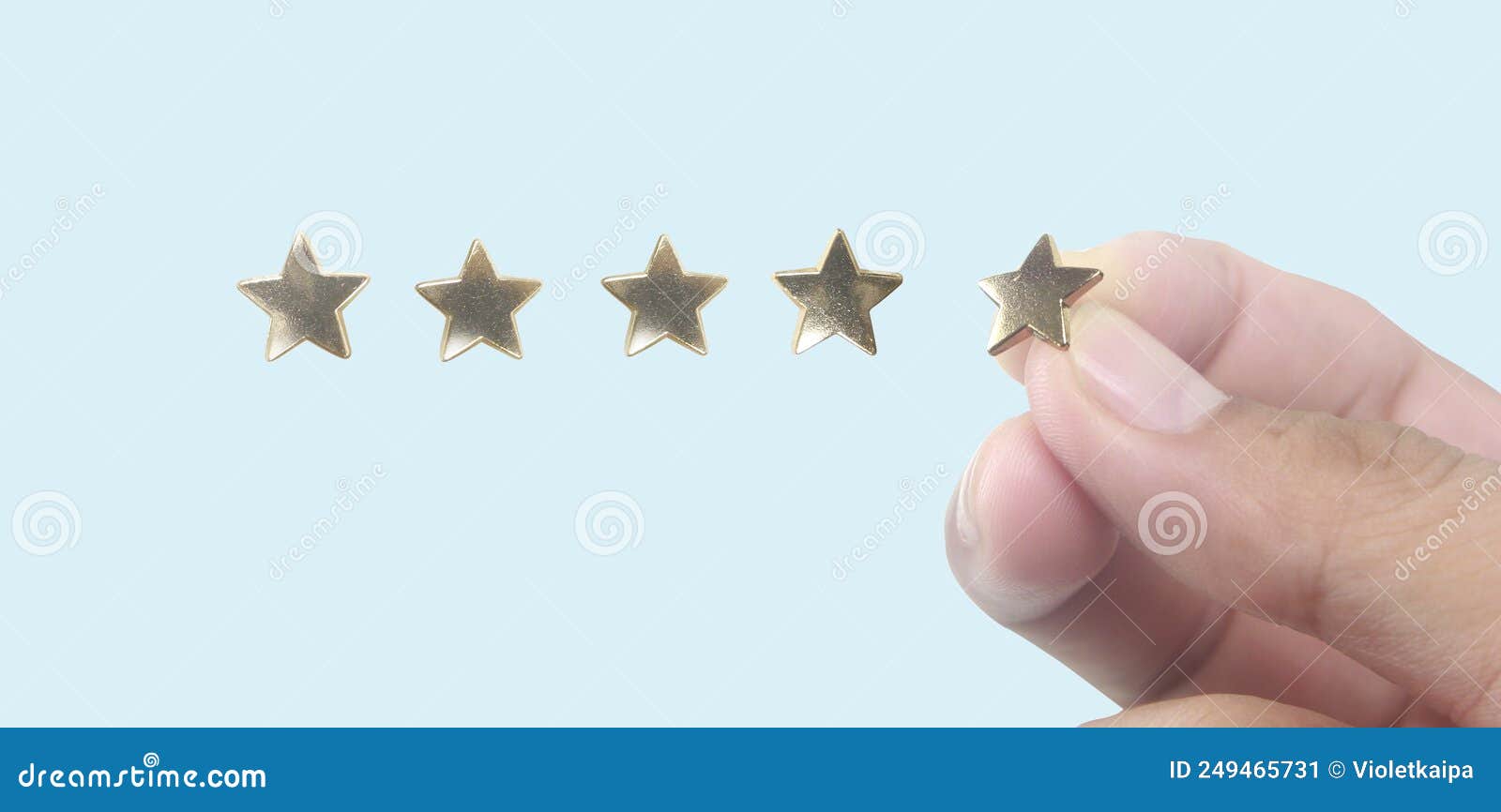 Rise on Increasing Five Stars in Human Hand Stock Image - Image of ...