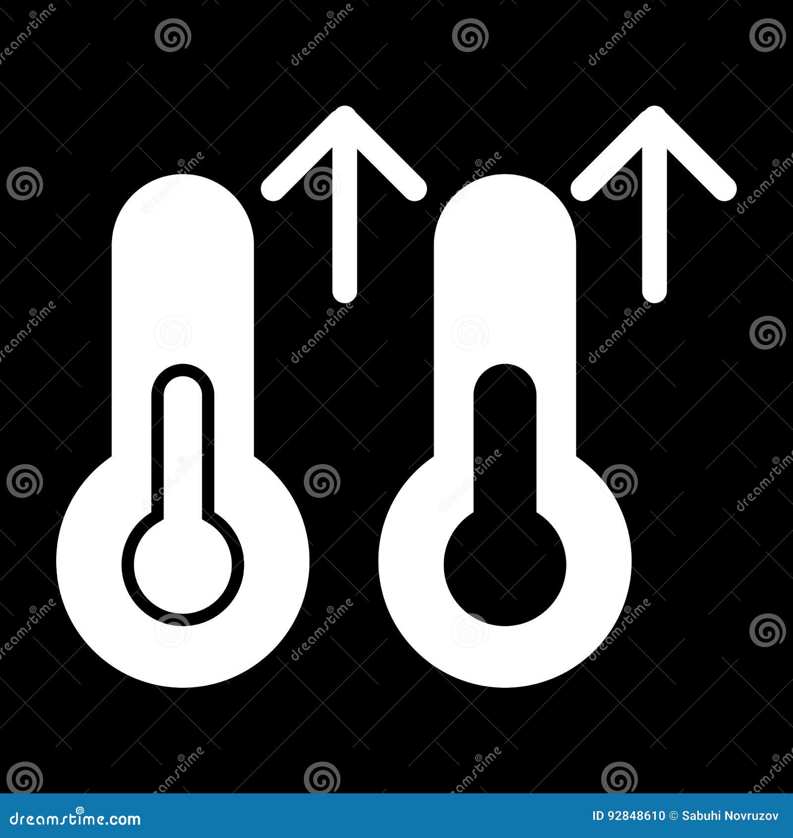 Rise in Temperature Vector Icon. Black and White Thermometer and ...