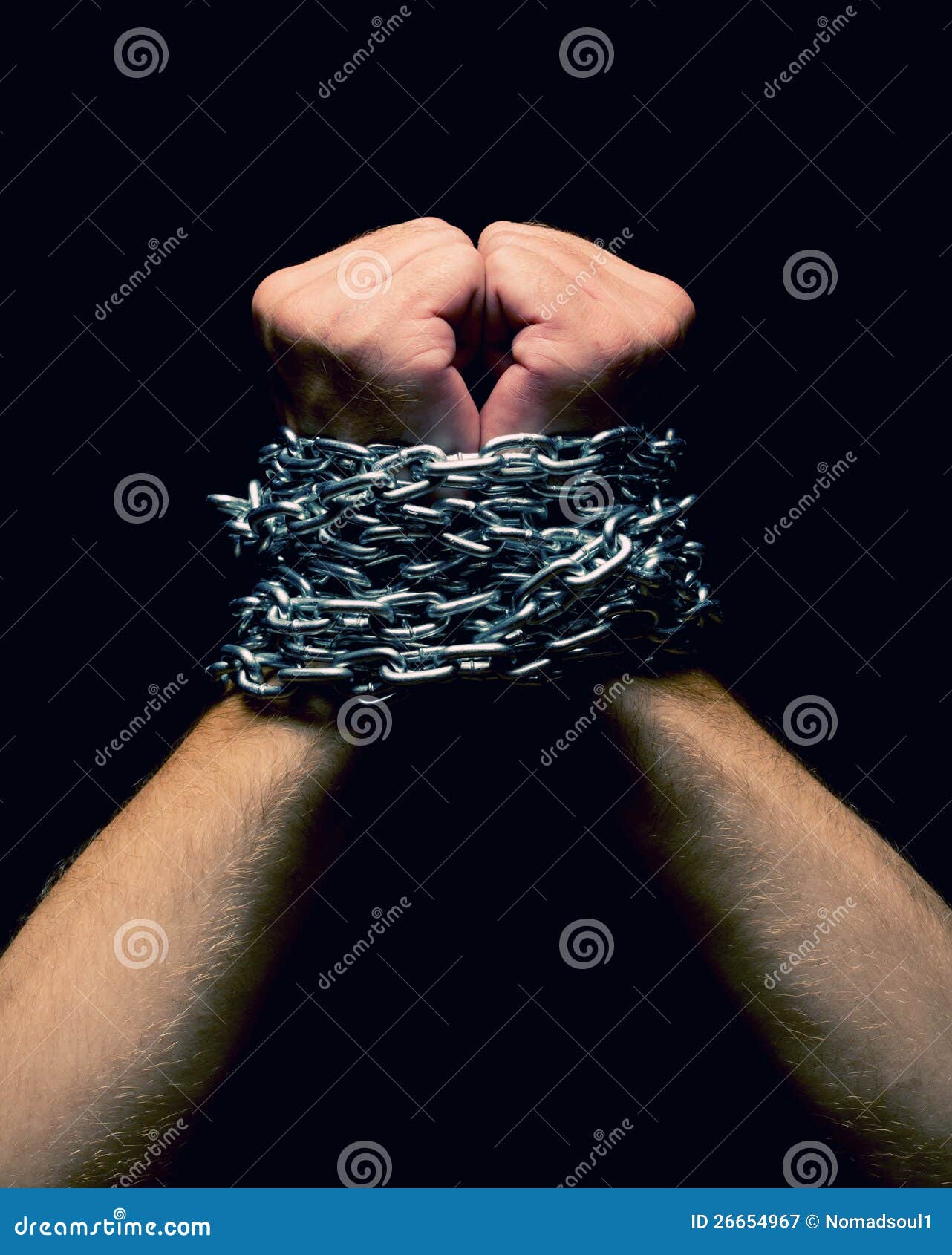 Rised up chained hands stock image. Image of restraining - 26654967