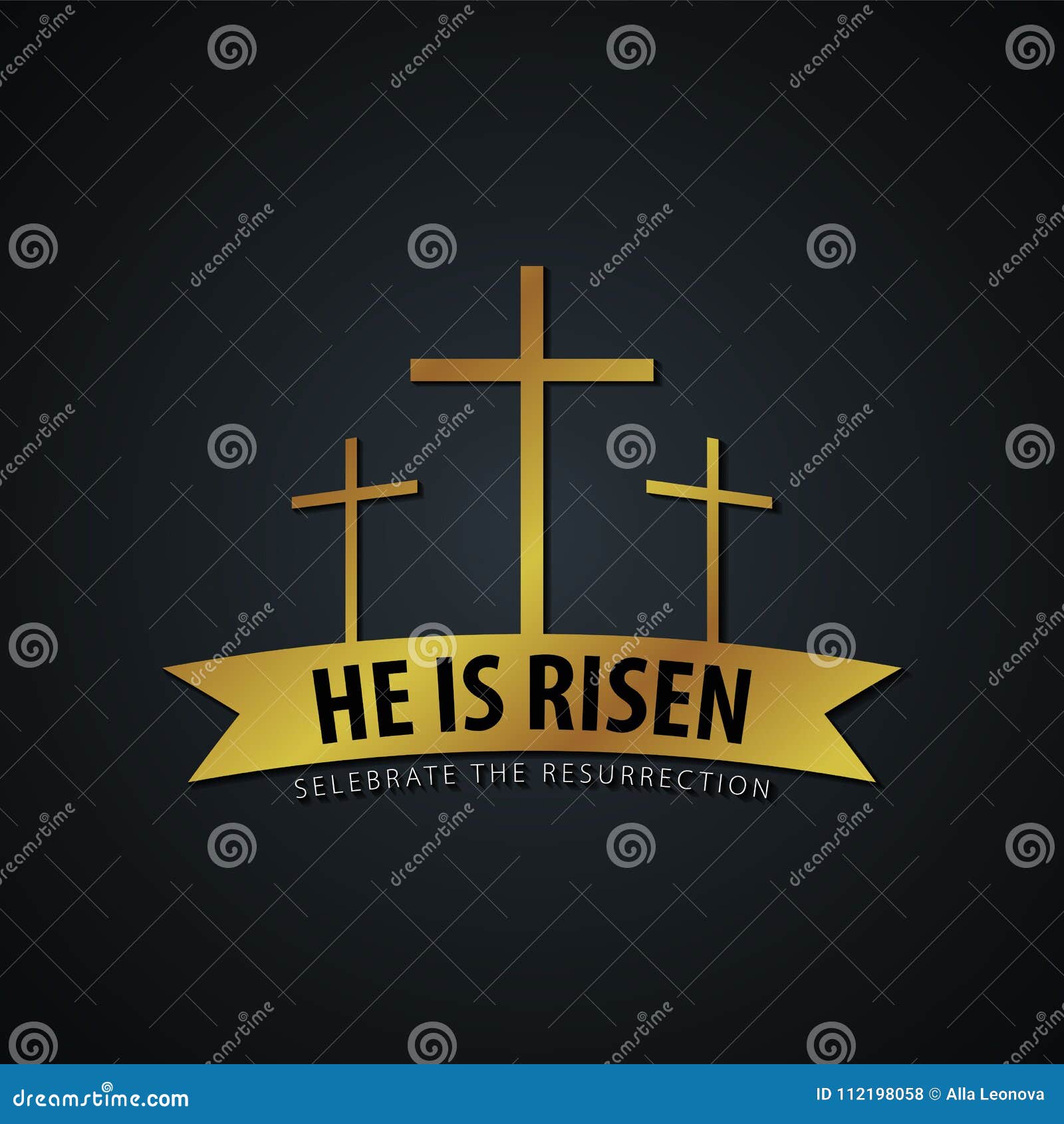 He is Risen. Church Easter Logo, Emblem, Labels or Stickers with Cross ...