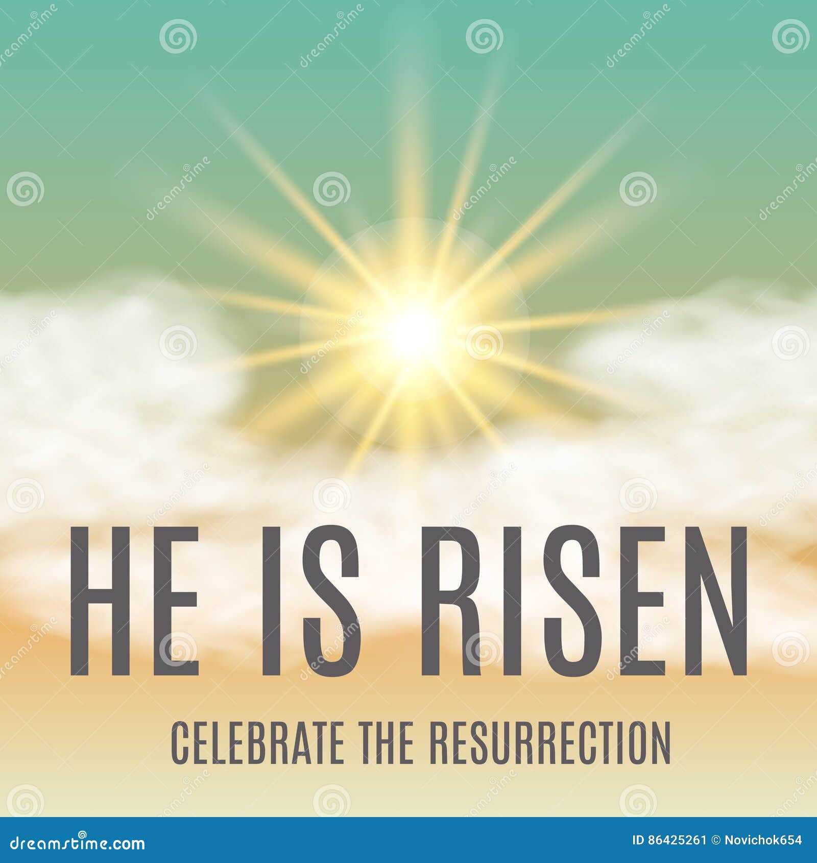 He Is Risen Easter Graphic With Cross Vector Illustration ...