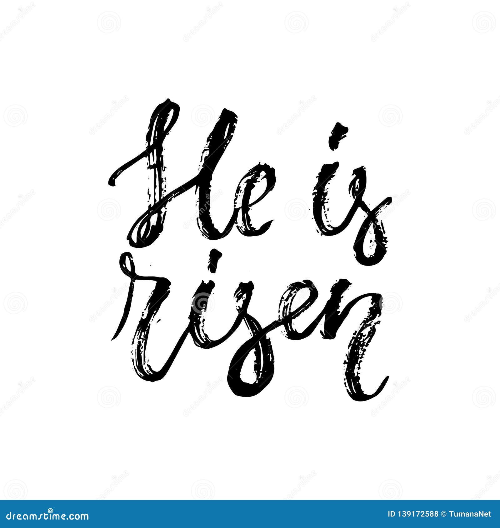 He is Risen - Easter Hand Drawn Lettering Calligraphy Phrase Isolated ...