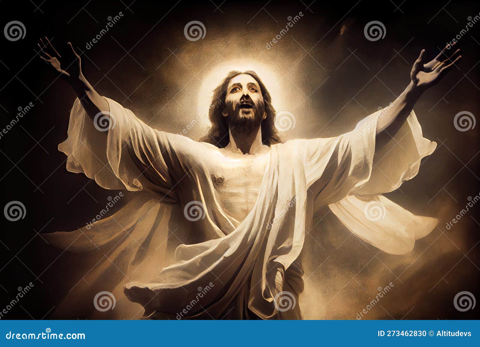 Risen Jesus With His Arms Outstretched Blessing The World Stock