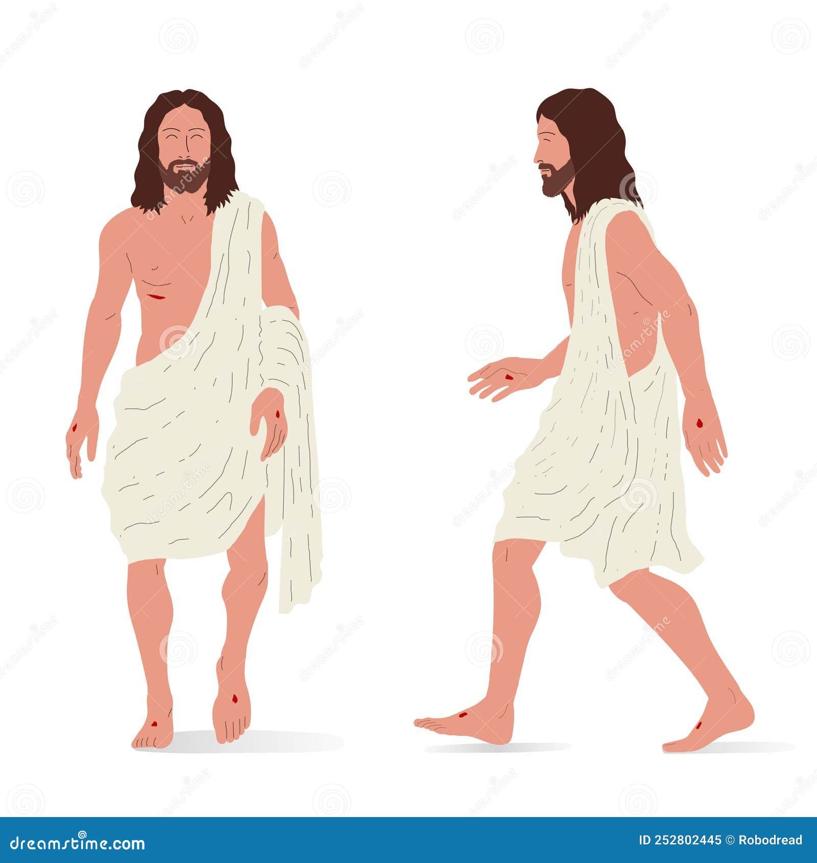 Risen Jesus Standing, Front and Side View. Isometric Vector ...