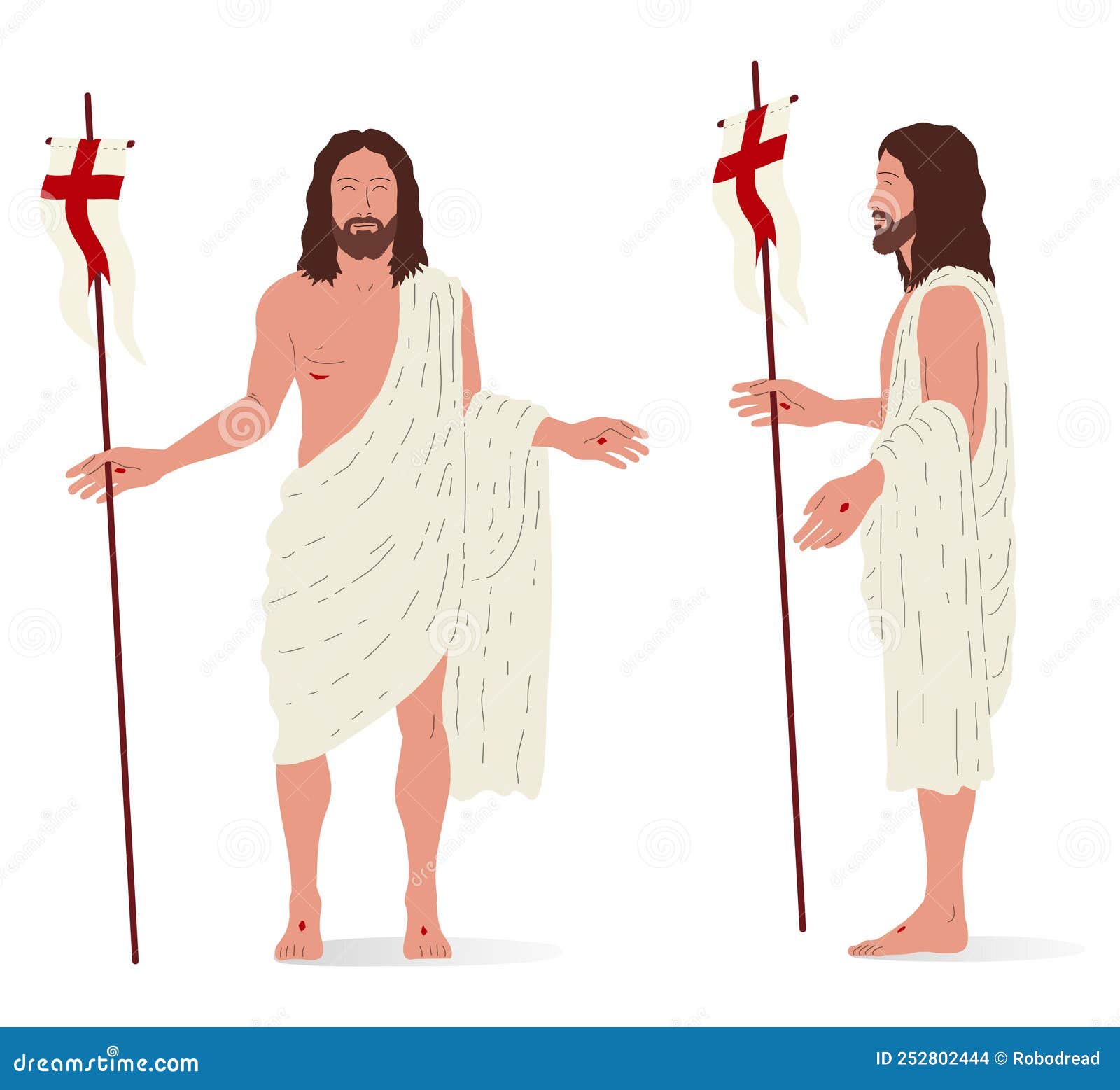 Risen Jesus Standing, Front and Side View. Isometric Vector ...