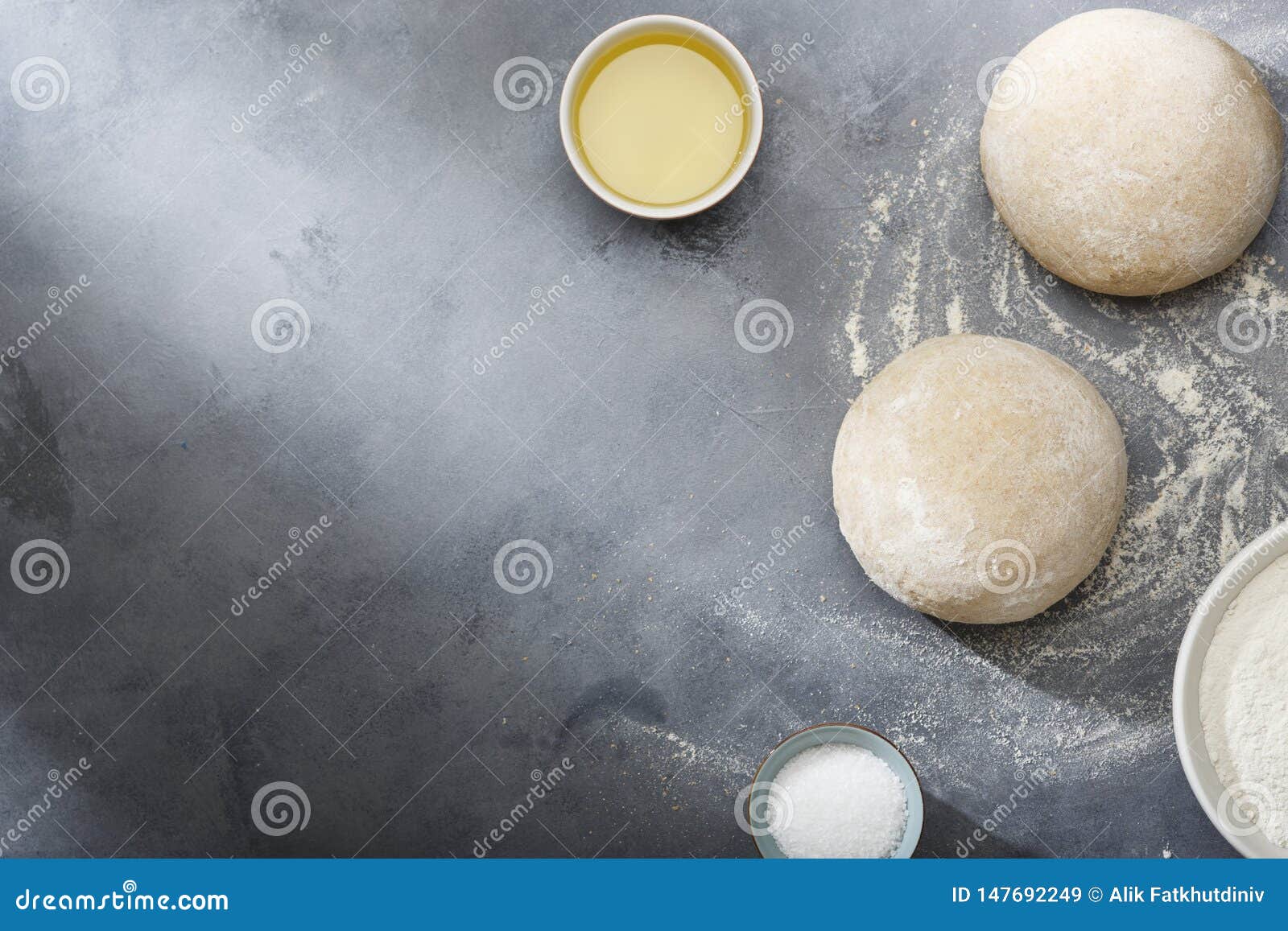 Risen or Proved Yeast Dough for Bread or Pizza on a Floured Slate ...