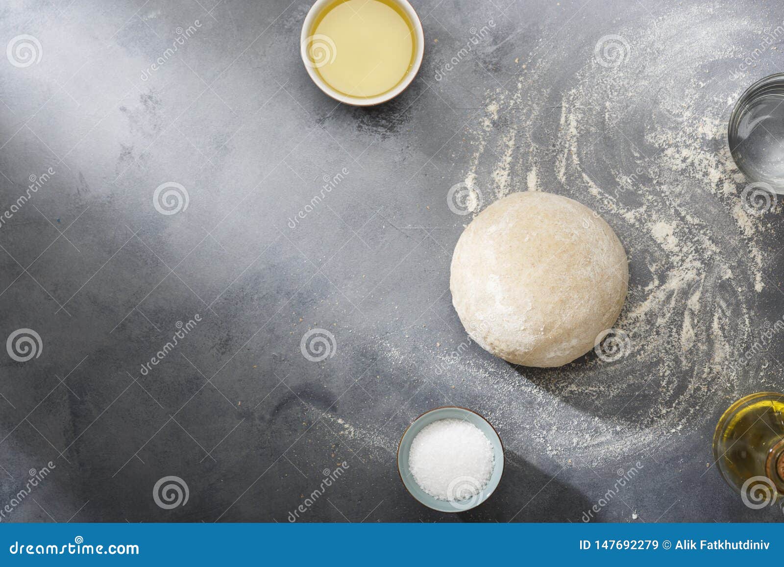 Risen or Proved Yeast Dough for Bread or Pizza on a Floured Slate ...