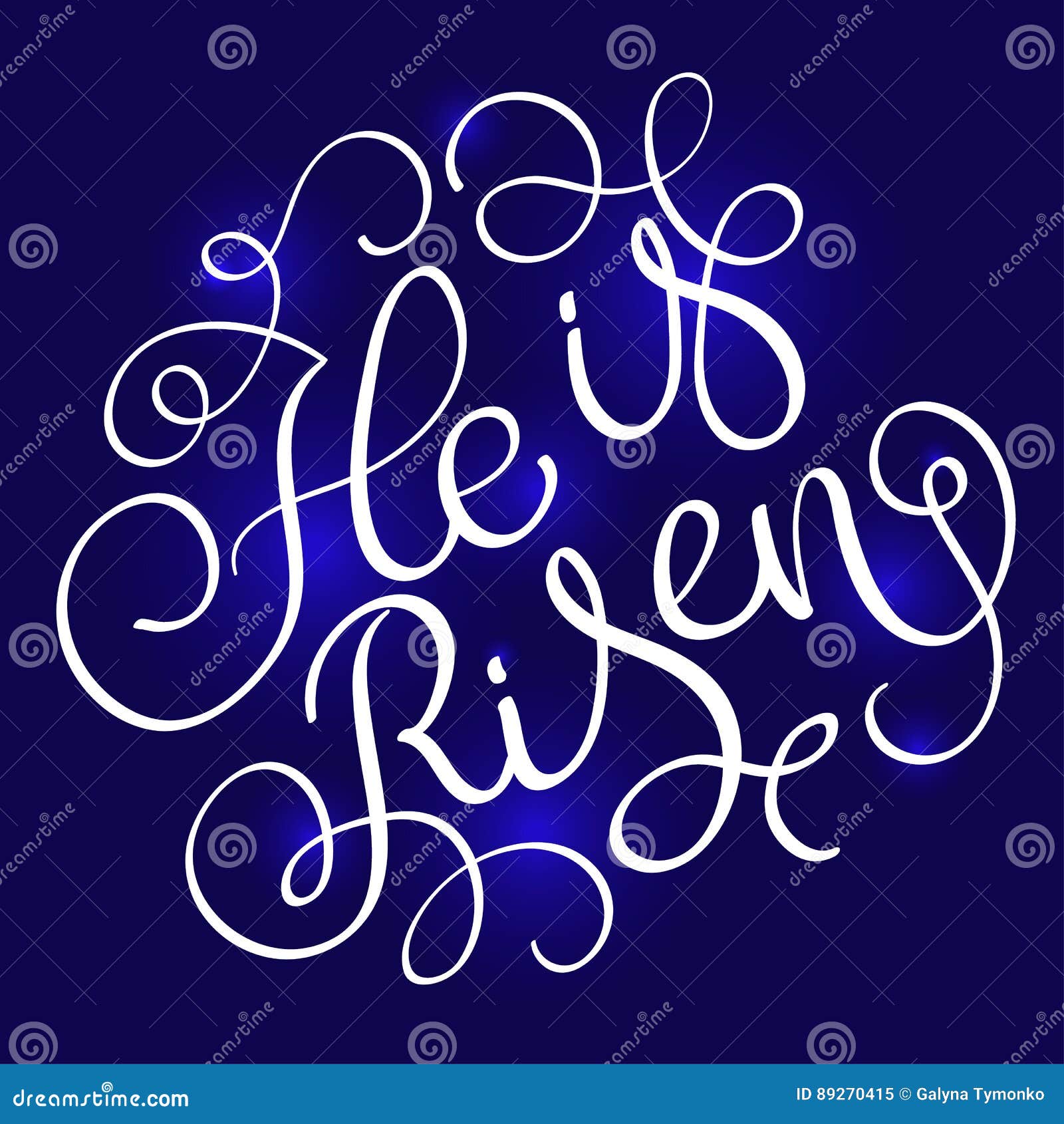He is Risen Text on Blue Background. Calligraphy Lettering Vector ...