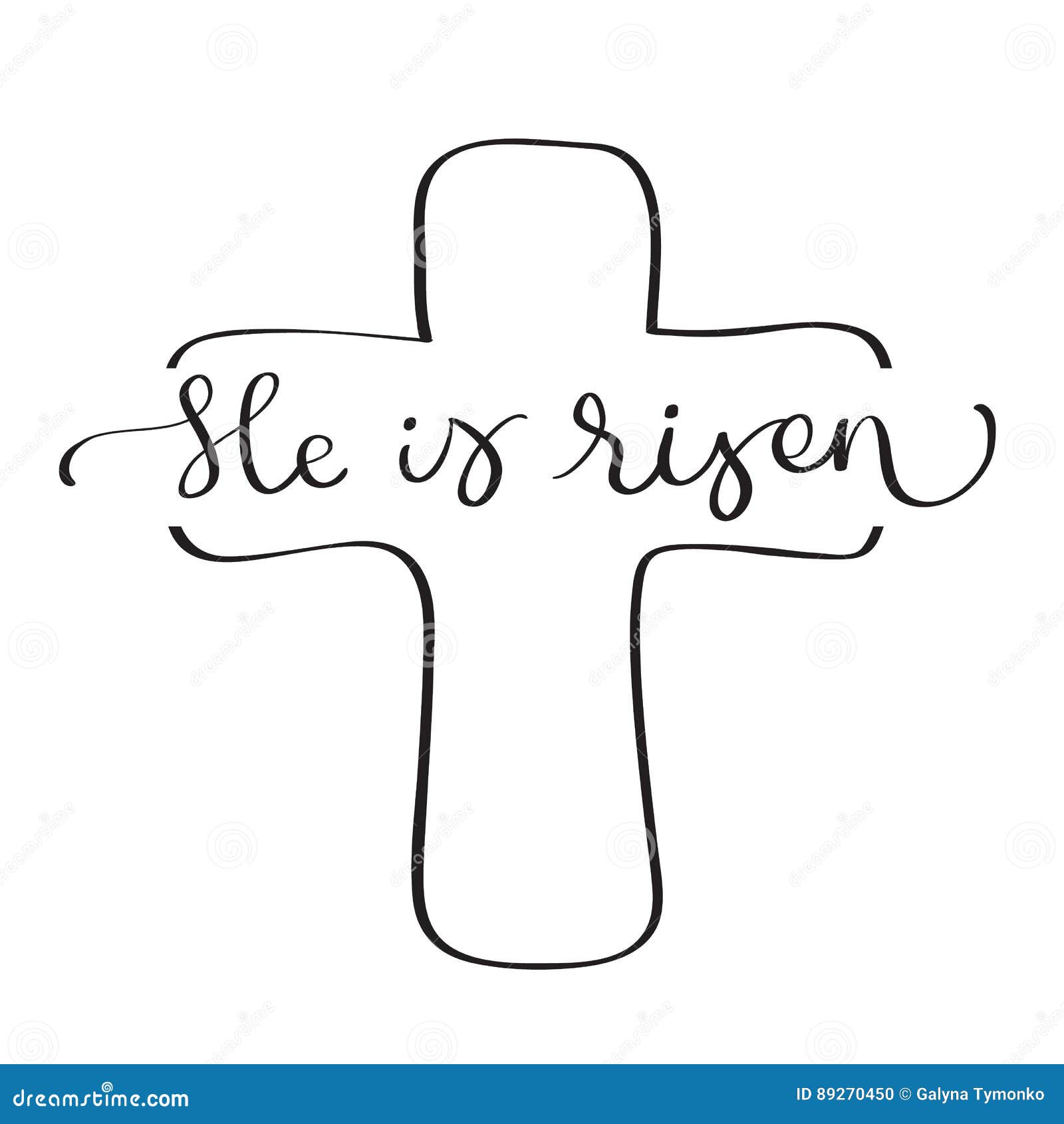 He is Risen Text with Cross on White Background. Calligraphy Lettering ...