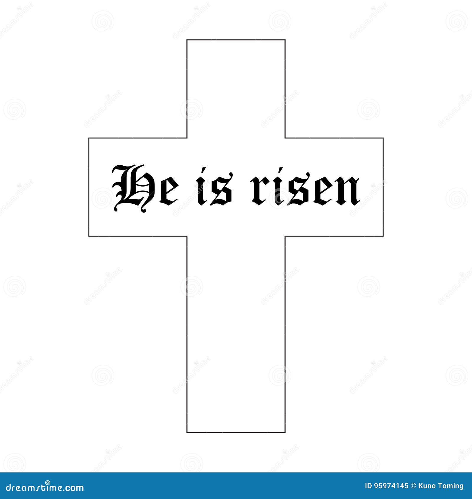 He is Risen Text with Cross on White Background. Calligraphy Lettering ...