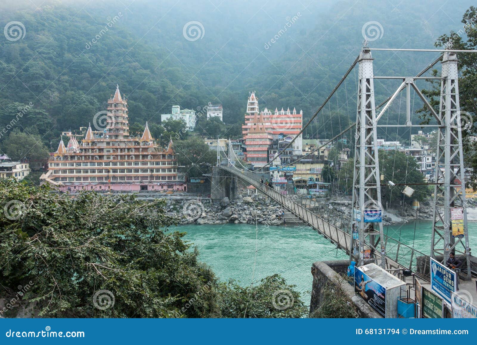Rishikesh and its bridge editorial stock image. Image of holy - 68131794