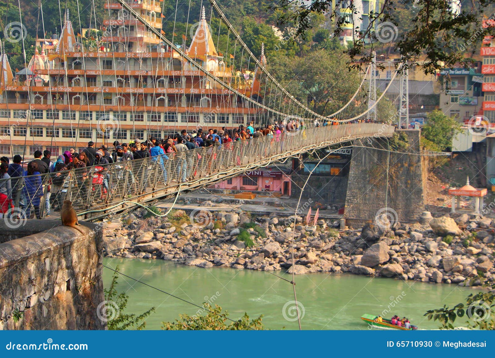 Rishikesh Lakshman Jhula Bridge, India Editorial Image - Image of lord ...