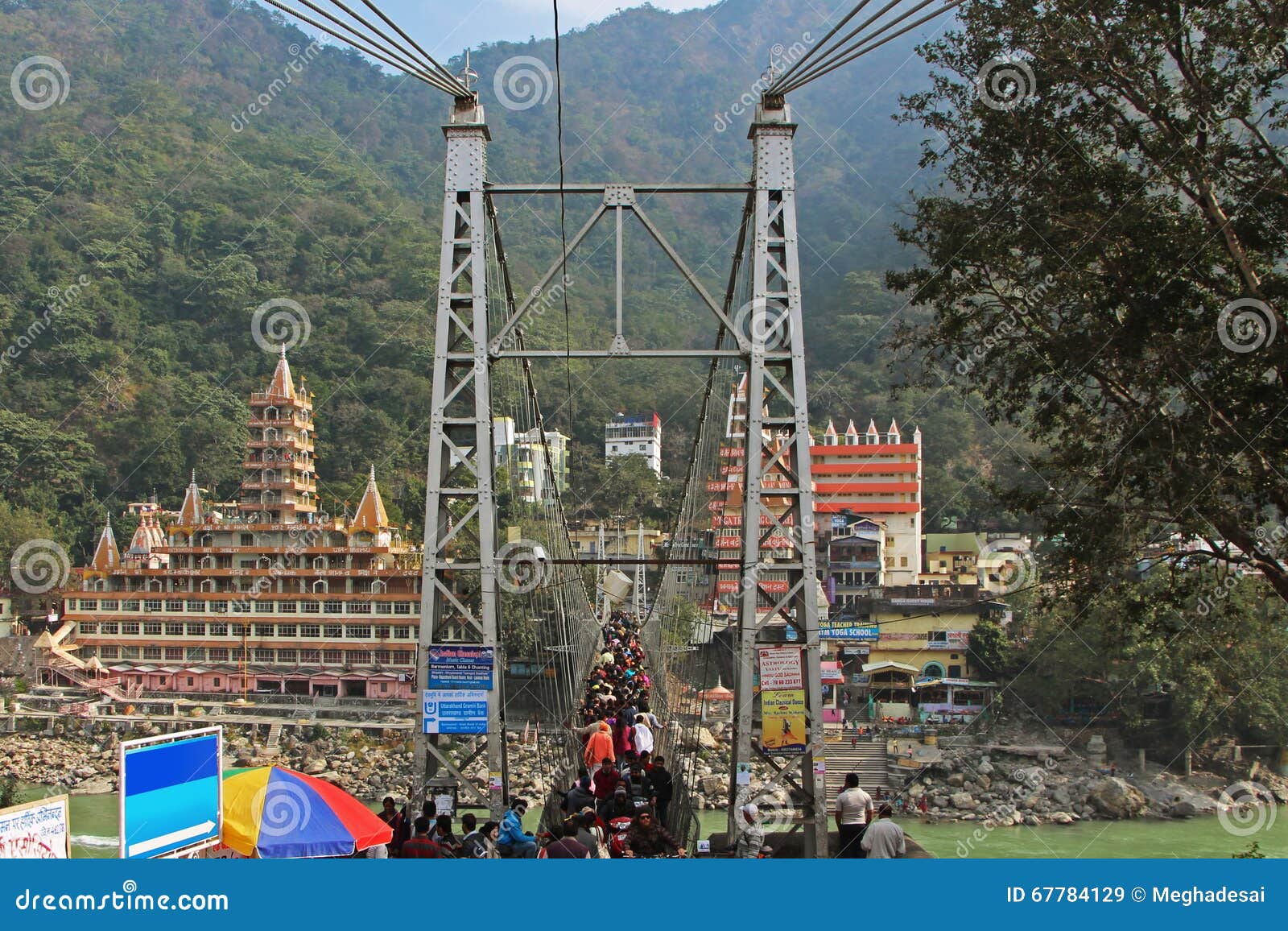 Rishikesh Lakshman Jhula Bridge, India Editorial Stock Image - Image of ...